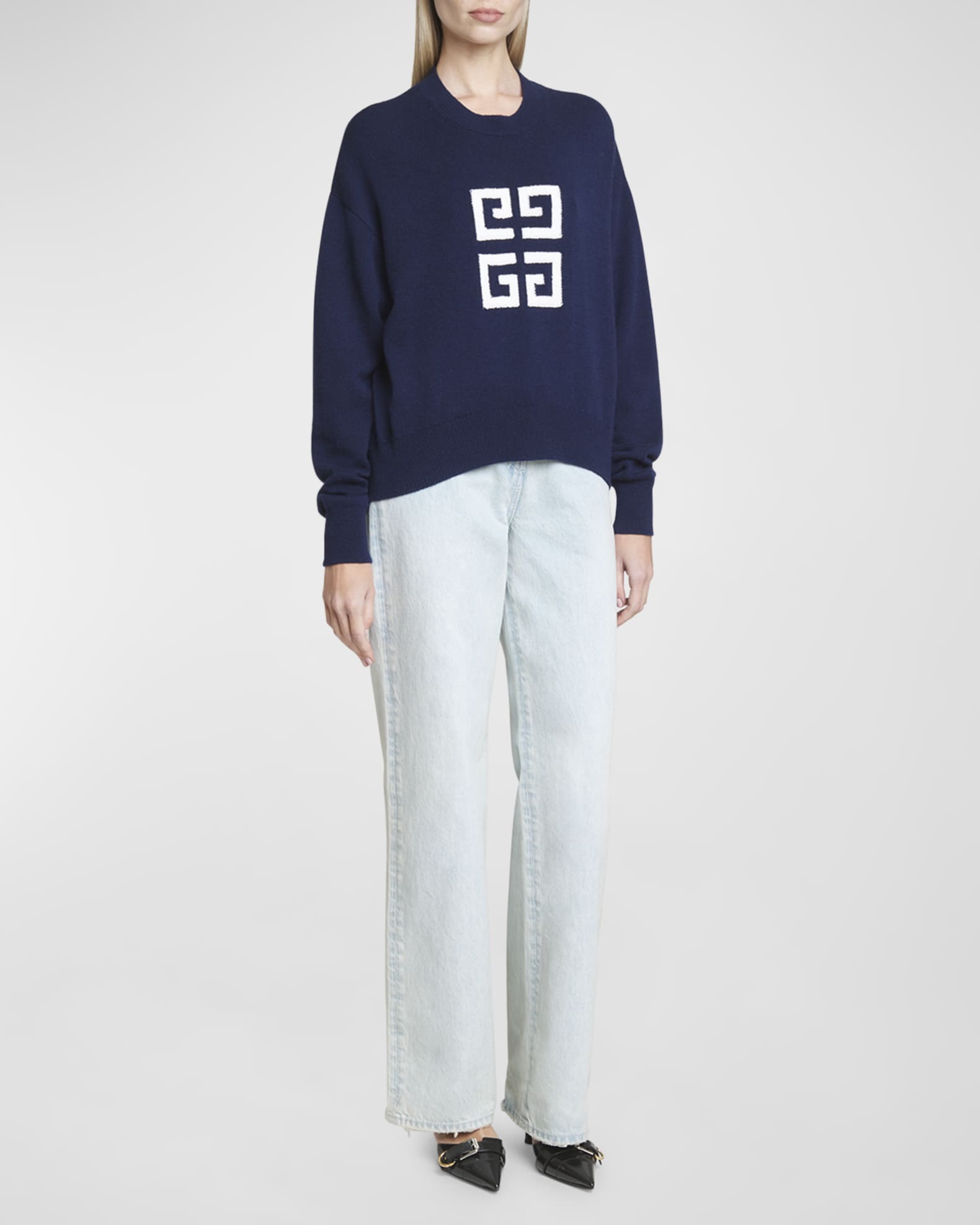 Givenchy Logo Intarsia Cashmere Sweater | Neiman Marcus