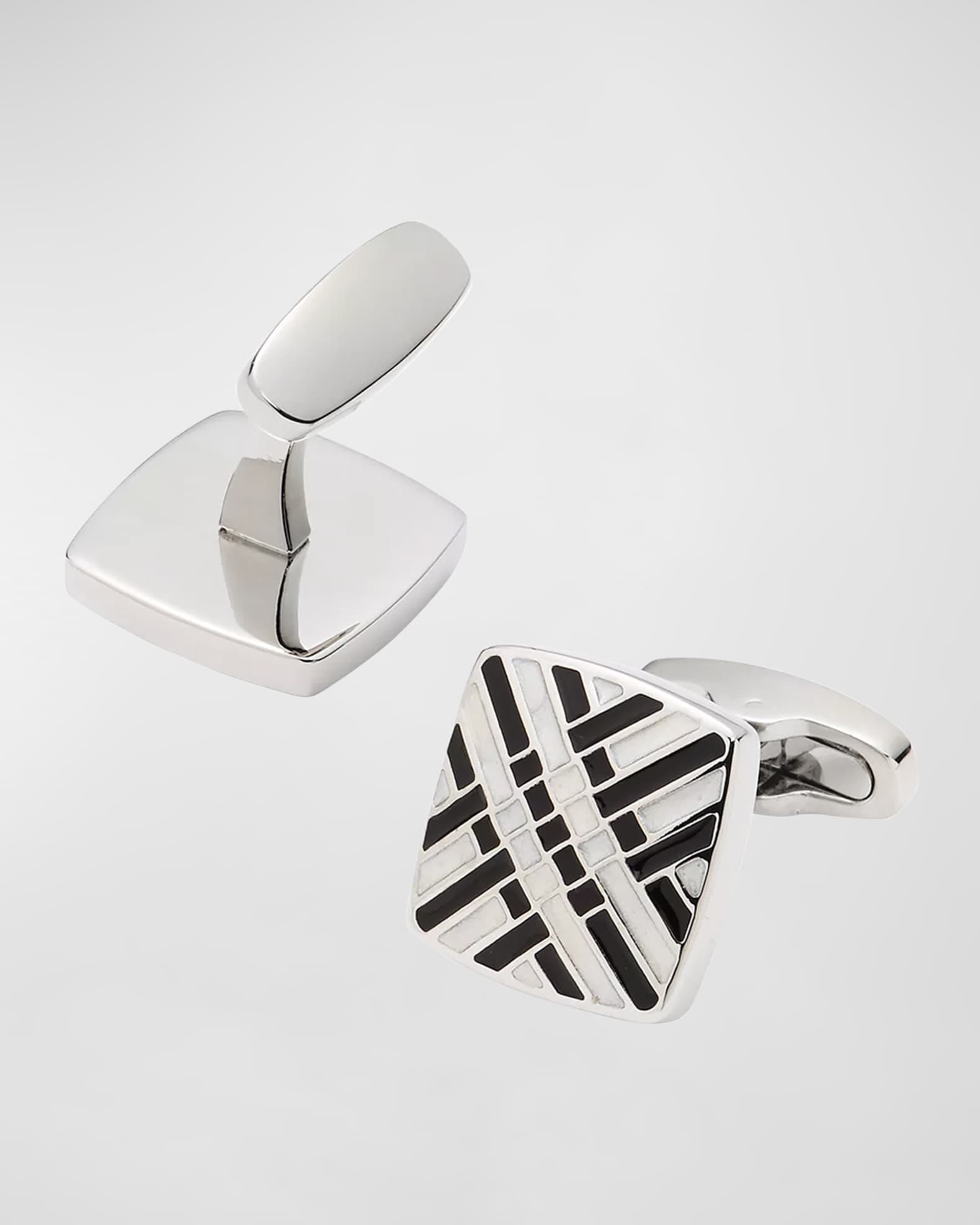 Link Up Men's Soft Square Enamel Crosshatch Cufflinks | Neiman Marcus