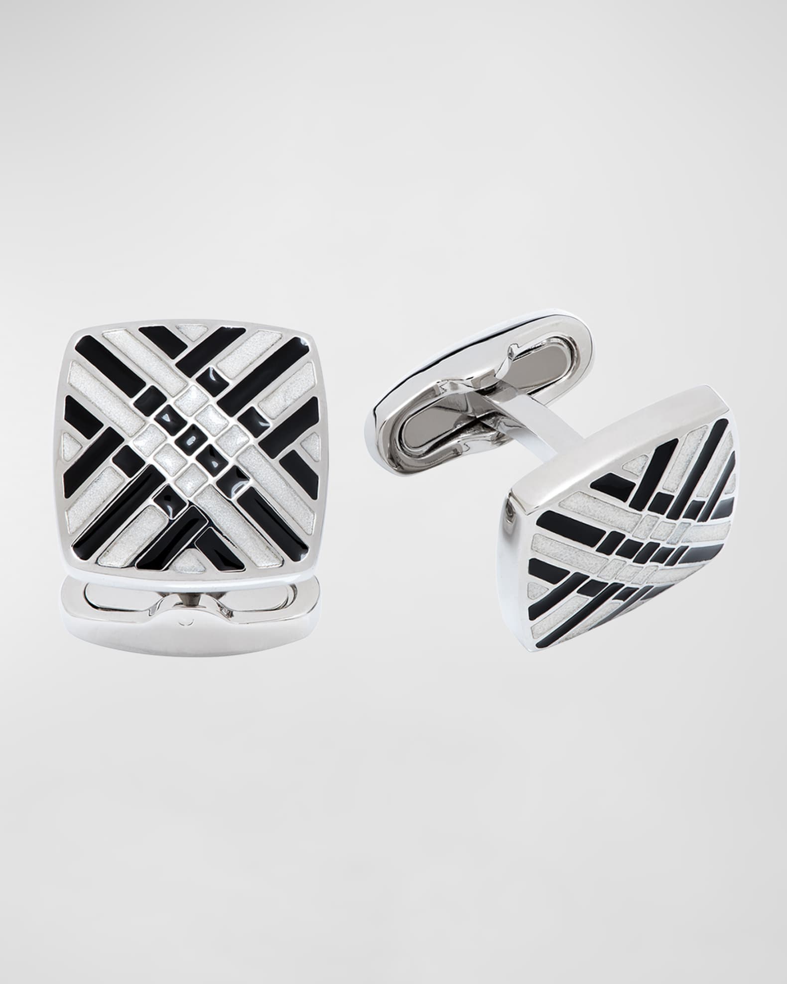 Link Up Men's Soft Square Enamel Crosshatch Cufflinks | Neiman Marcus