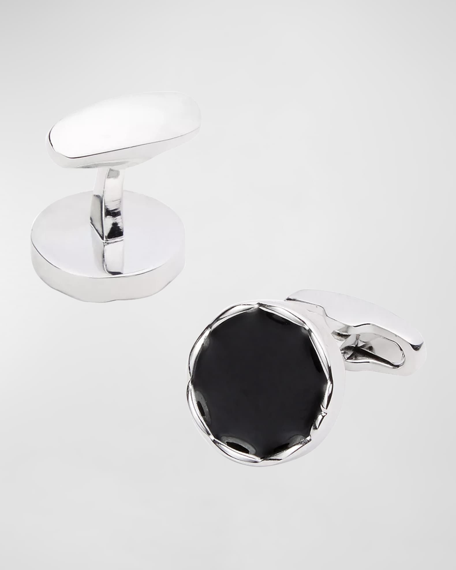 Link Up Men's Round Enamel Wave-Rim Cufflinks | Neiman Marcus