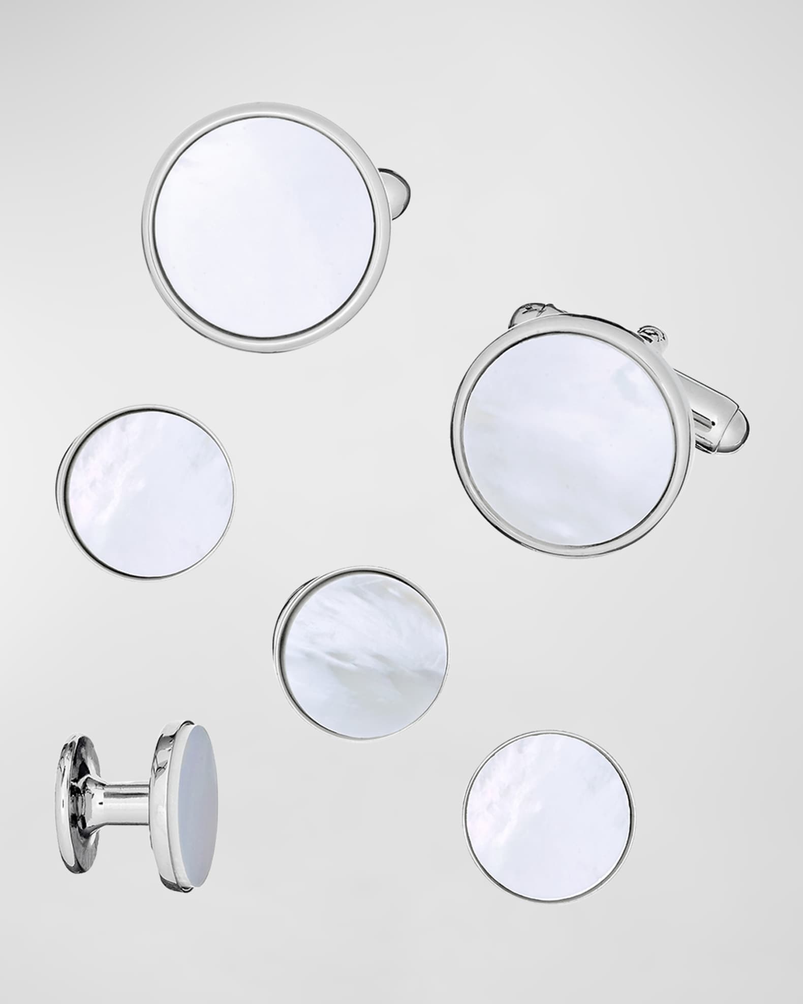 Link Up Men's Round Mother-Of-Pearl Cufflink Stud Set | Neiman Marcus