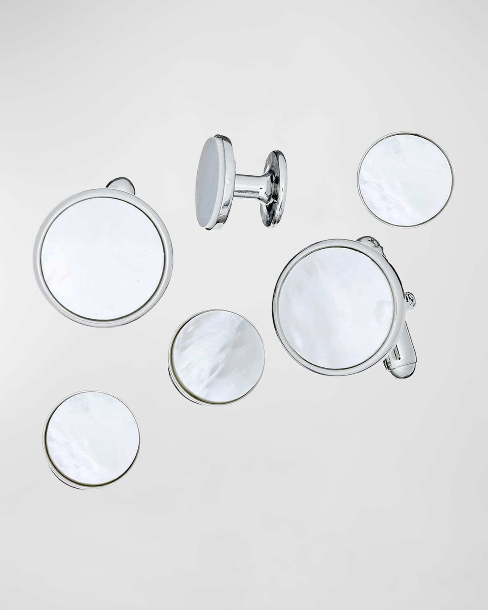 Link Up Men's Round Mother-Of-Pearl Cufflink Stud Set | Neiman Marcus