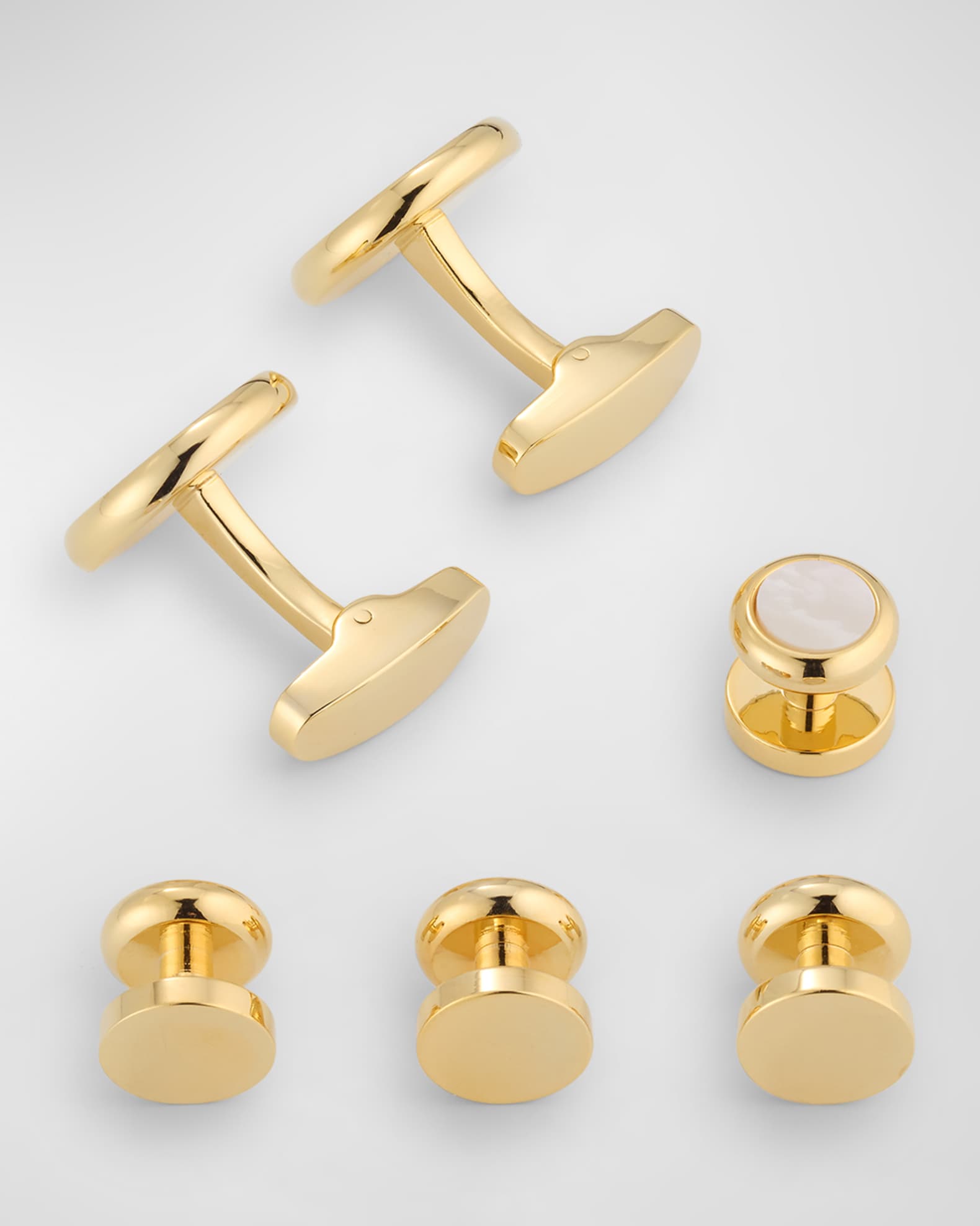 Link Up Men's Classic Round Mother-Of-Pearl Cufflink Stud Set | Neiman Marcus