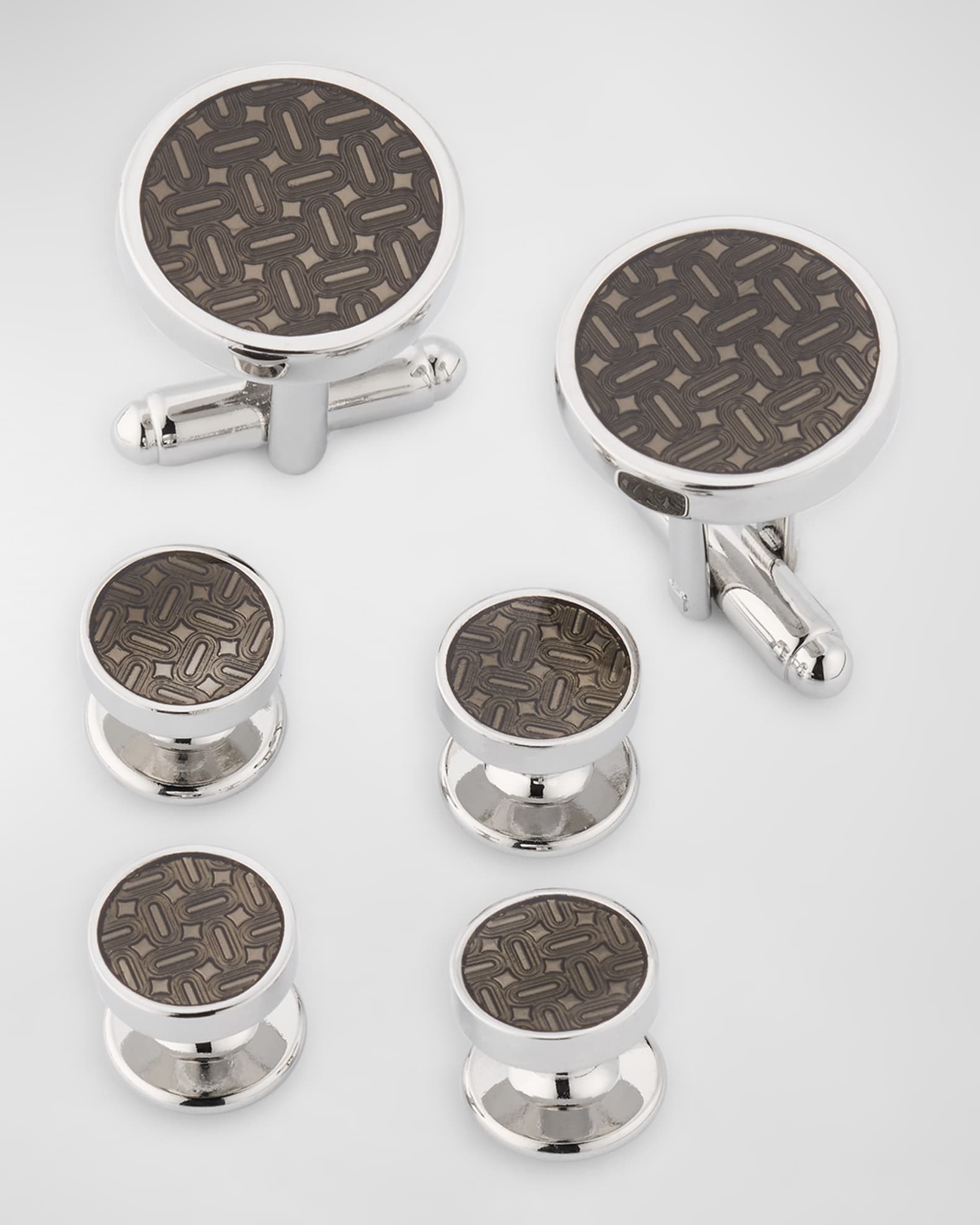 Link Up Men's Round Enamel Abstract Cufflink Stud Set | Neiman Marcus