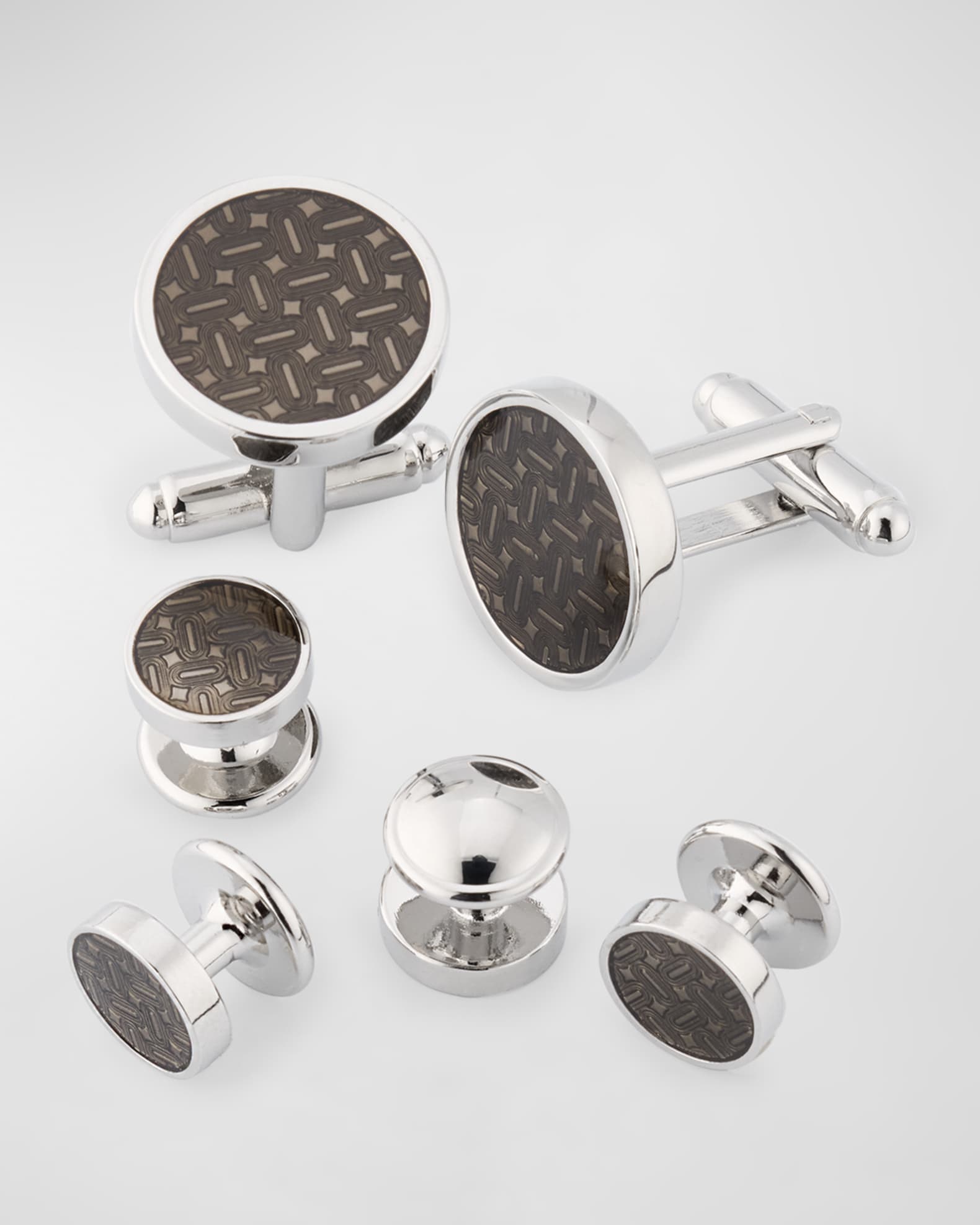 Link Up Men's Round Enamel Abstract Cufflink Stud Set | Neiman Marcus