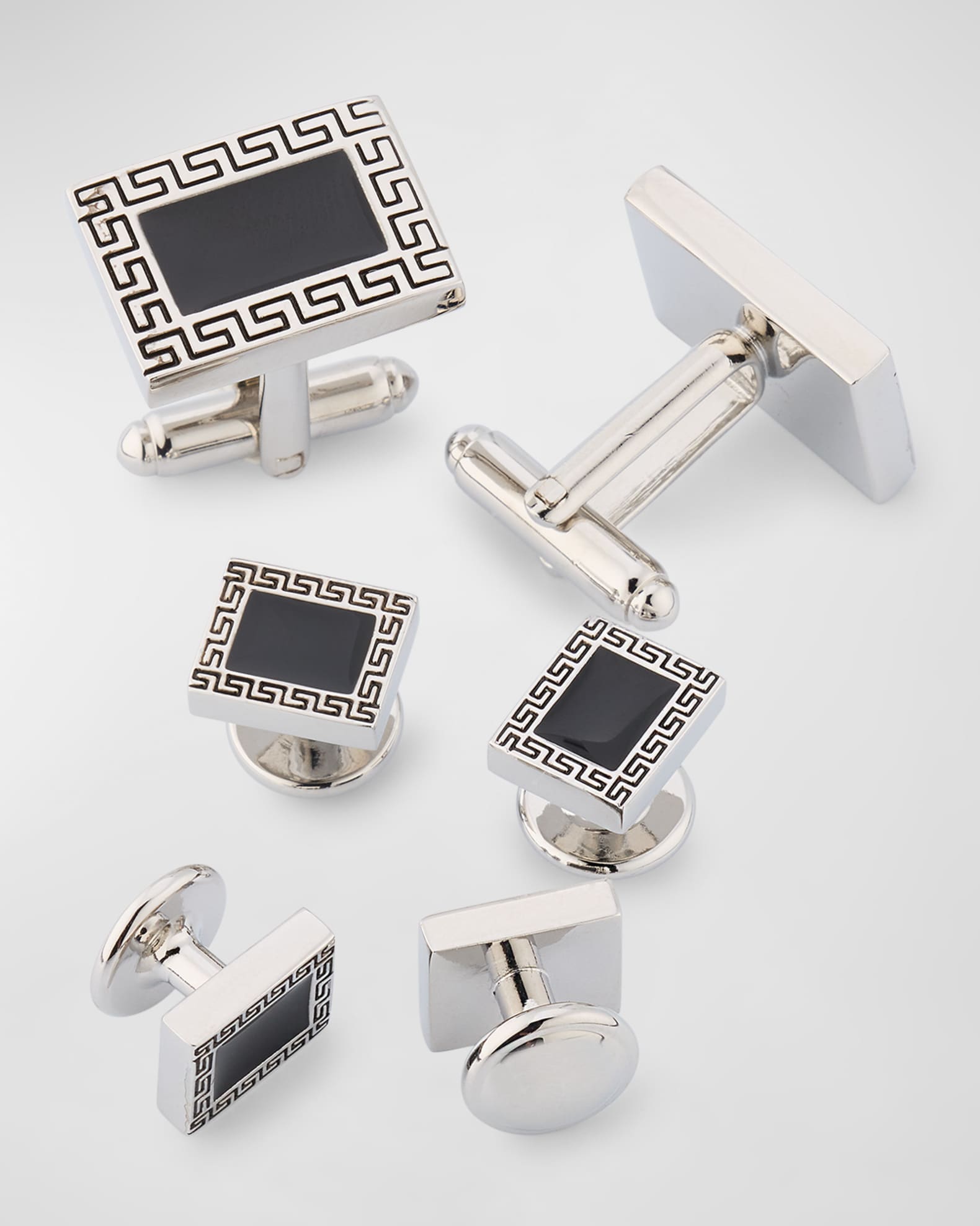 Link Up Men's Greek Rectangle Cufflink Stud Set | Neiman Marcus