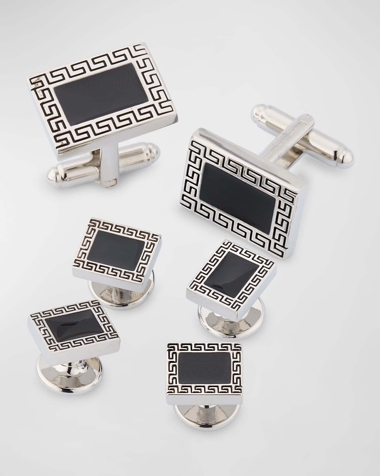 Link Up Men's Greek Rectangle Cufflink Stud Set | Neiman Marcus