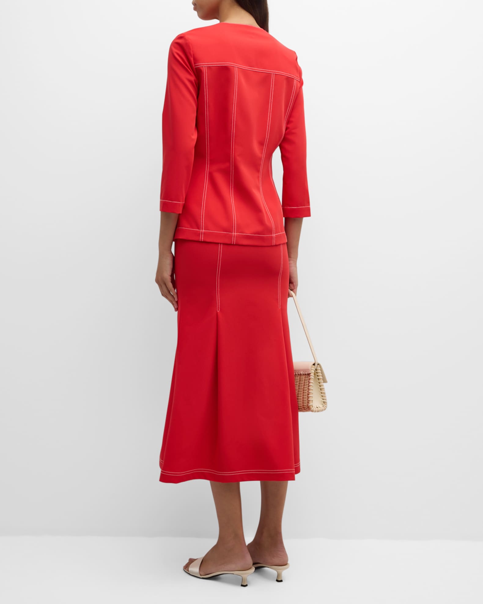 Misook Modern Contrast Stitch Button-Front Jacket | Neiman Marcus