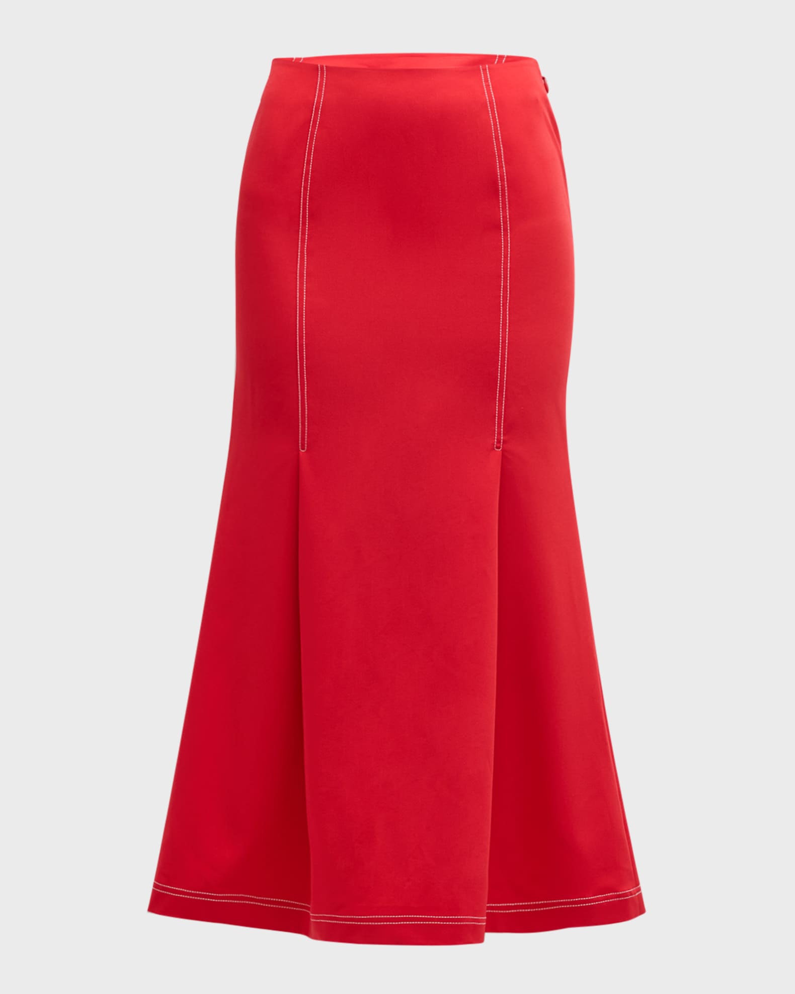 Misook Contrast Stitch Woven Midi Trumpet Skirt | Neiman Marcus