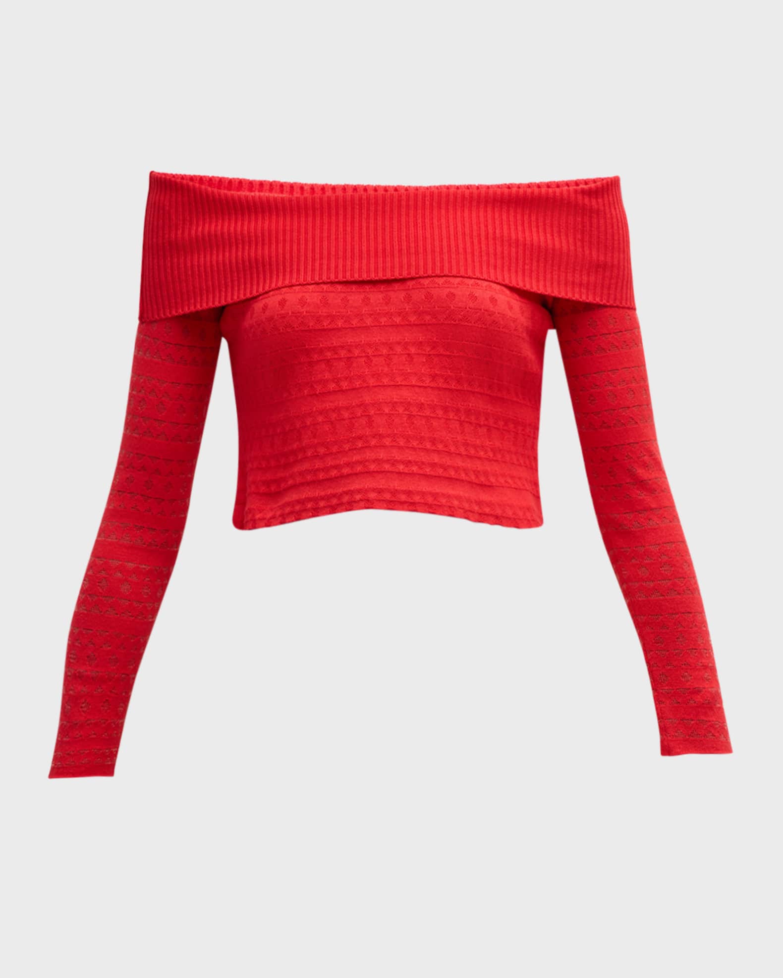 Misook Burnout Recycled Knit Off-Shoulder Sweater | Neiman Marcus