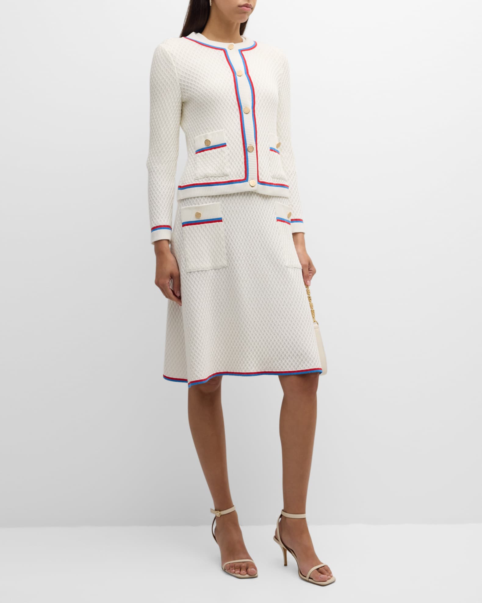 Misook Heritage Contrast-Trim Intarsia Ribbed Soft Knit Jacket | Neiman ...