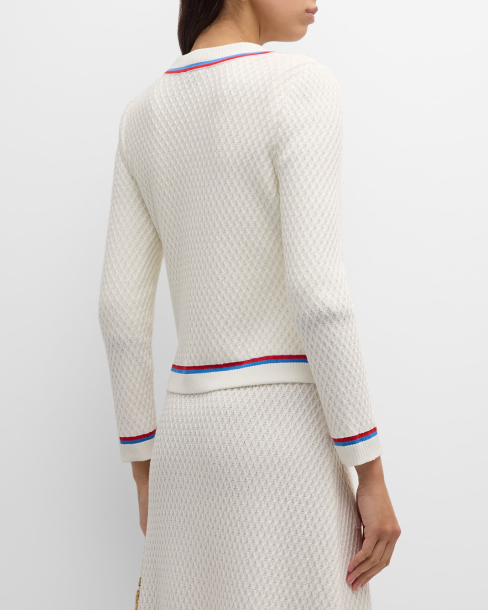 Misook Heritage Contrast-Trim Intarsia Ribbed Soft Knit Jacket | Neiman ...