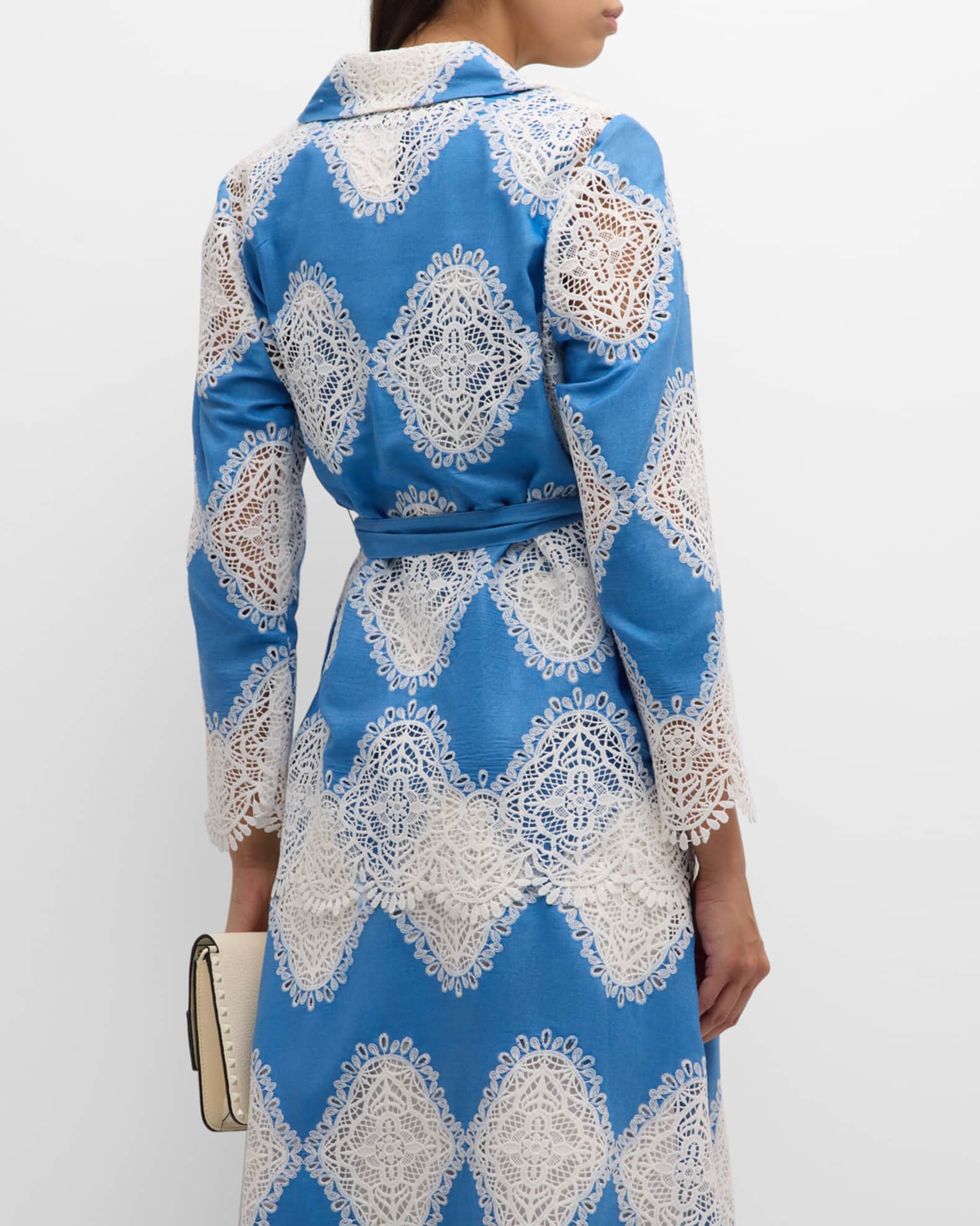 Misook Heritage Lace Inset Applique Tie Jacket | Neiman Marcus