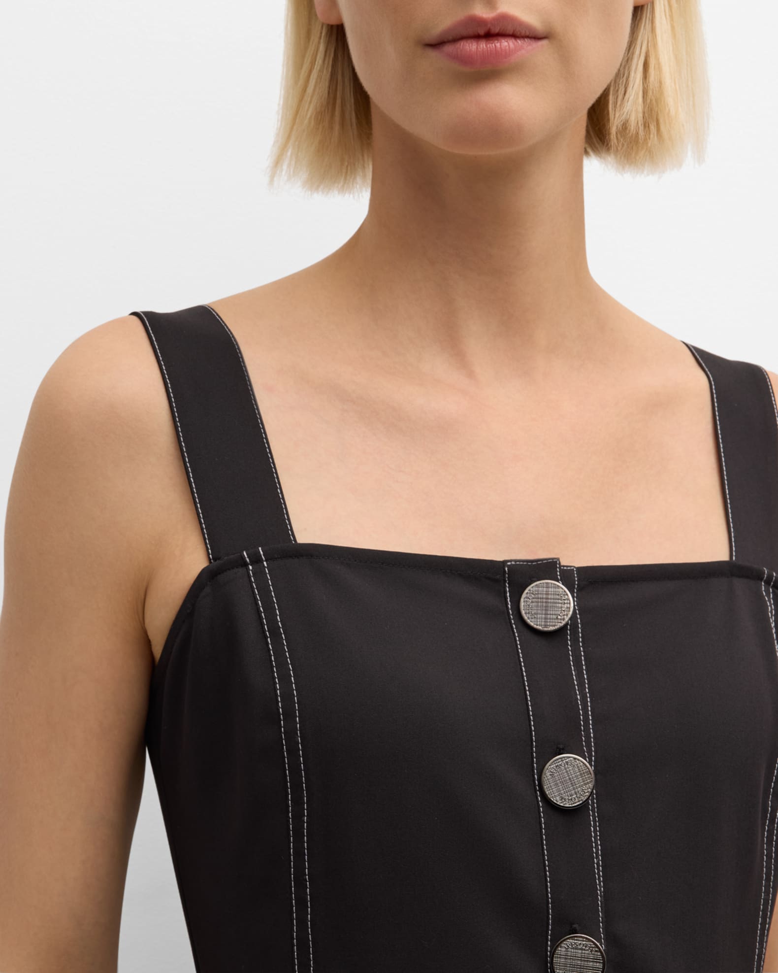 Misook Topstitched Fit-&-Flare Midi Dress | Neiman Marcus