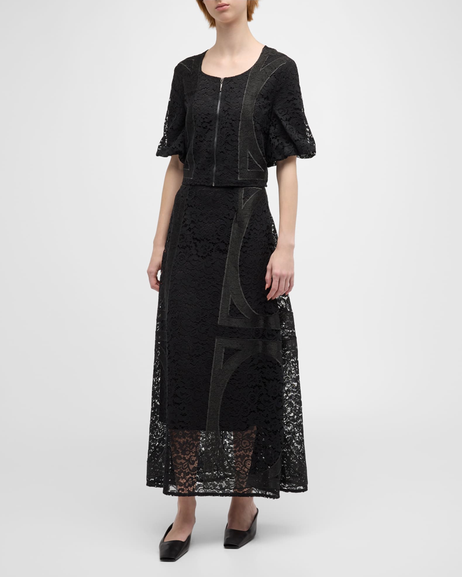 Misook A-Line Floral Lace Maxi Skirt | Neiman Marcus