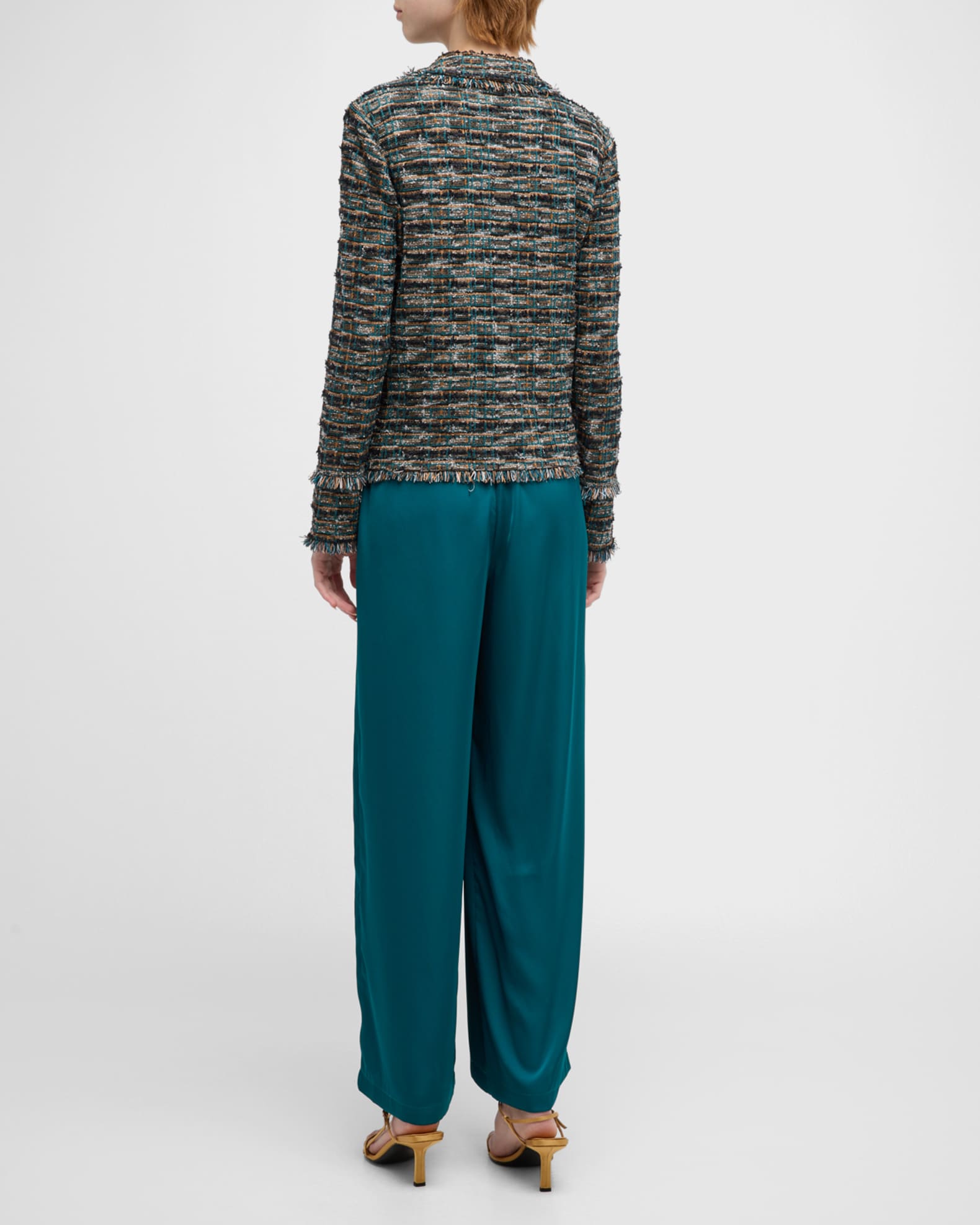 Misook Fringe-Trim Tweed Knit Heritage Jacket | Neiman Marcus