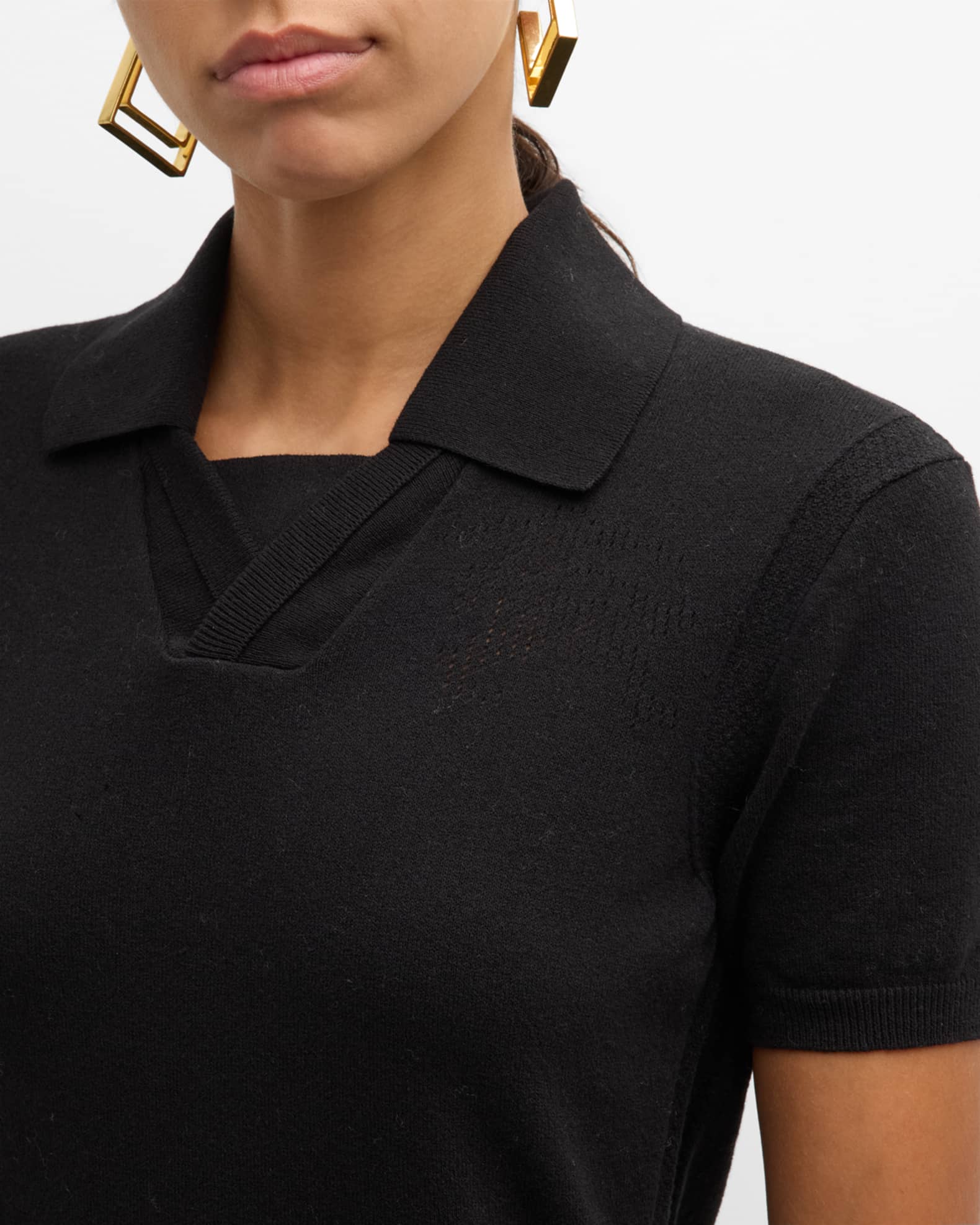 Burberry Lightweight Crepe Knit Polo Dress | Neiman Marcus