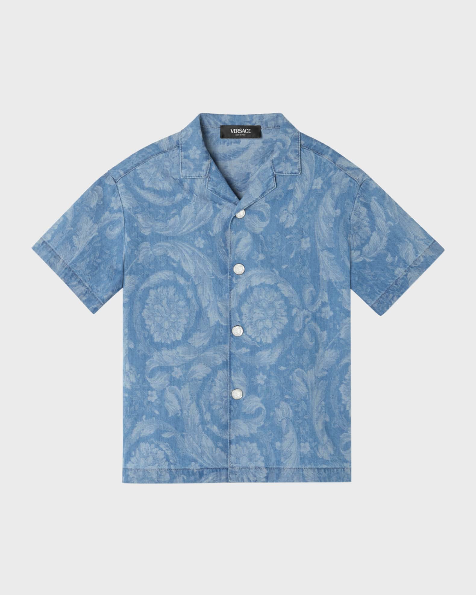 Boy's Chambray Barocco Short-Sleeve Shirt | Neiman Marcus