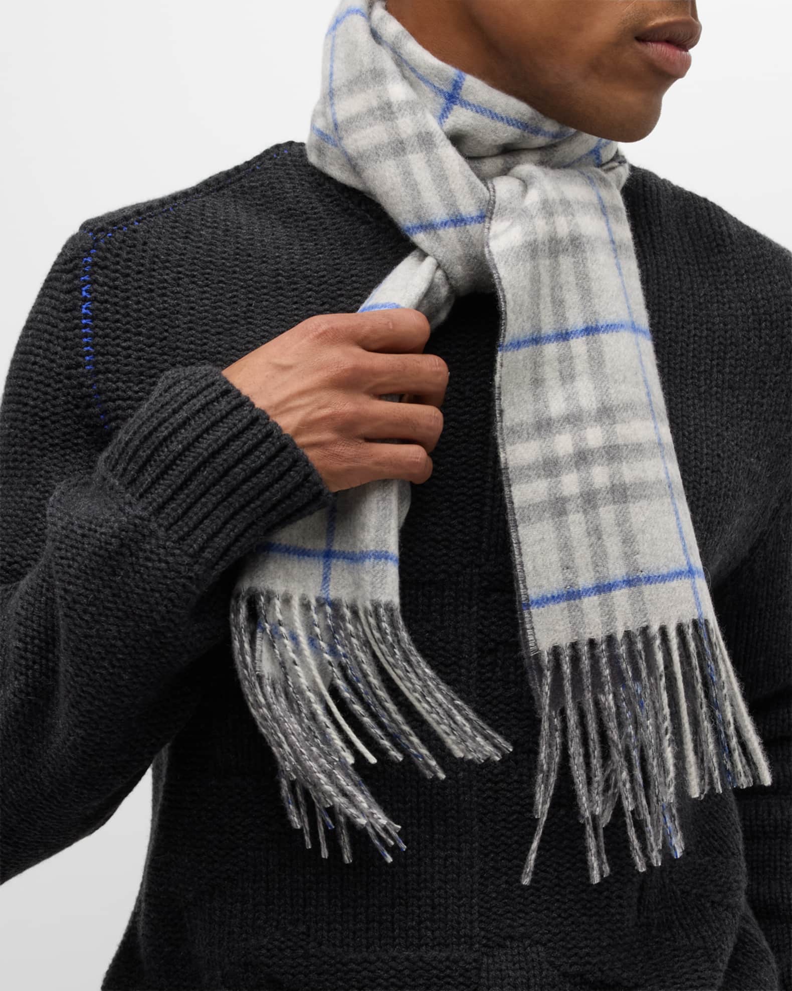 Burberry Men's Cashmere Reversible Giant Check Scarf | Neiman Marcus