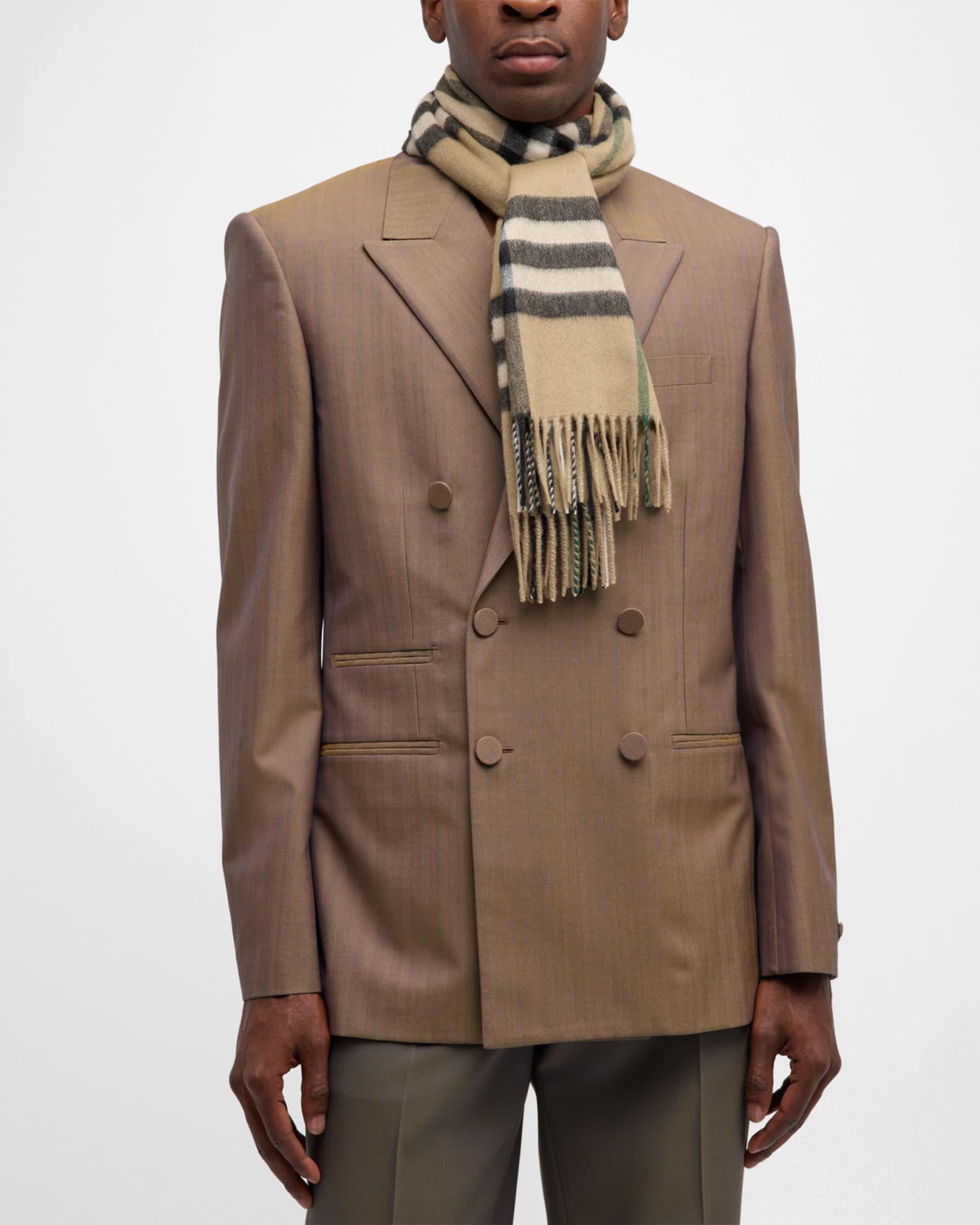 Burberry Men's Giant Check Cashmere Scarf | Neiman Marcus