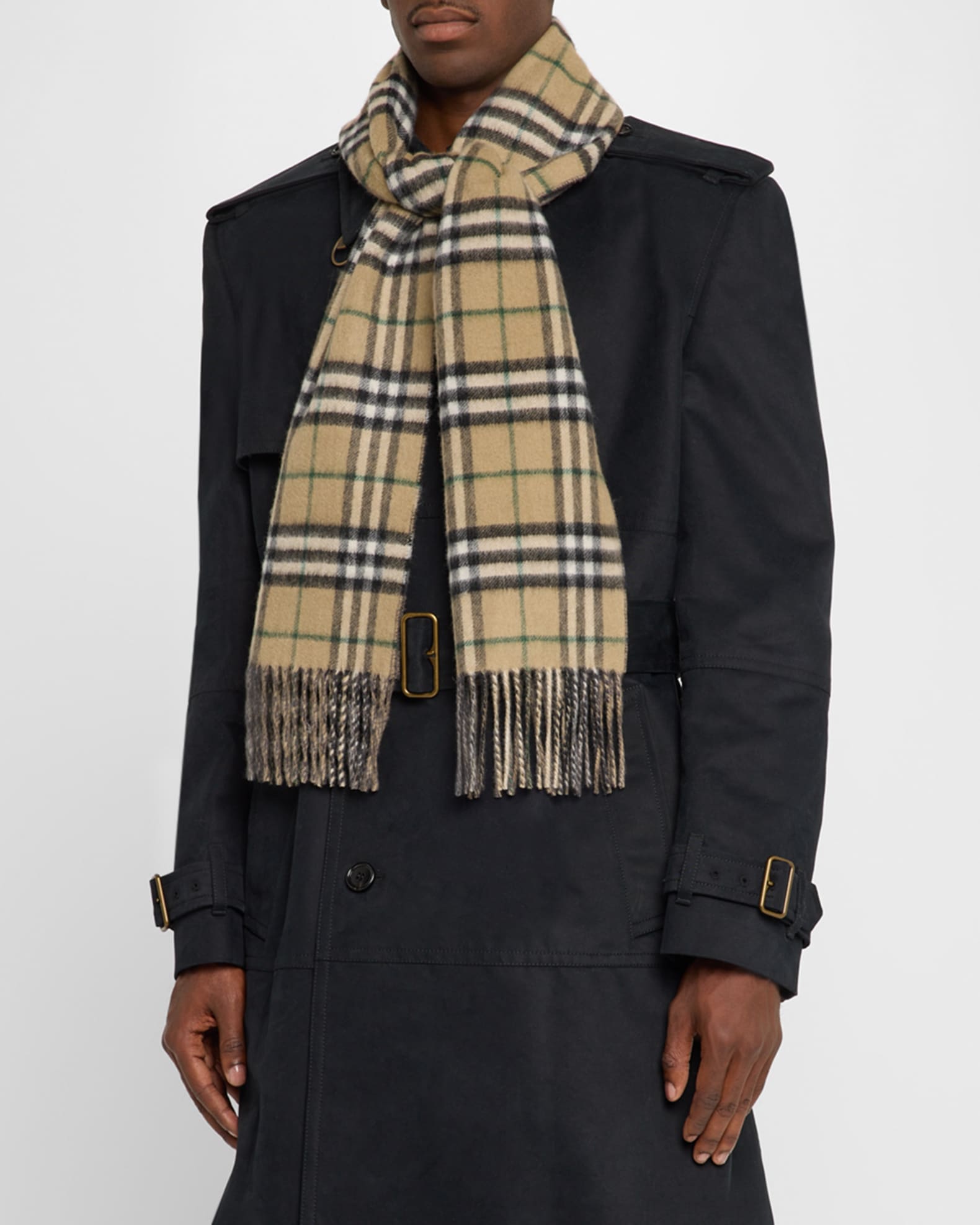Burberry Men's Cashmere Reversible Check Scarf | Neiman Marcus