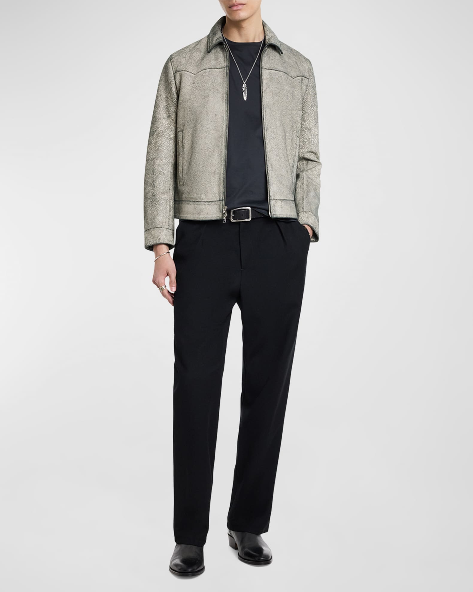 John Varvatos Men's Weldon Western Sheepskin Jacket | Neiman Marcus