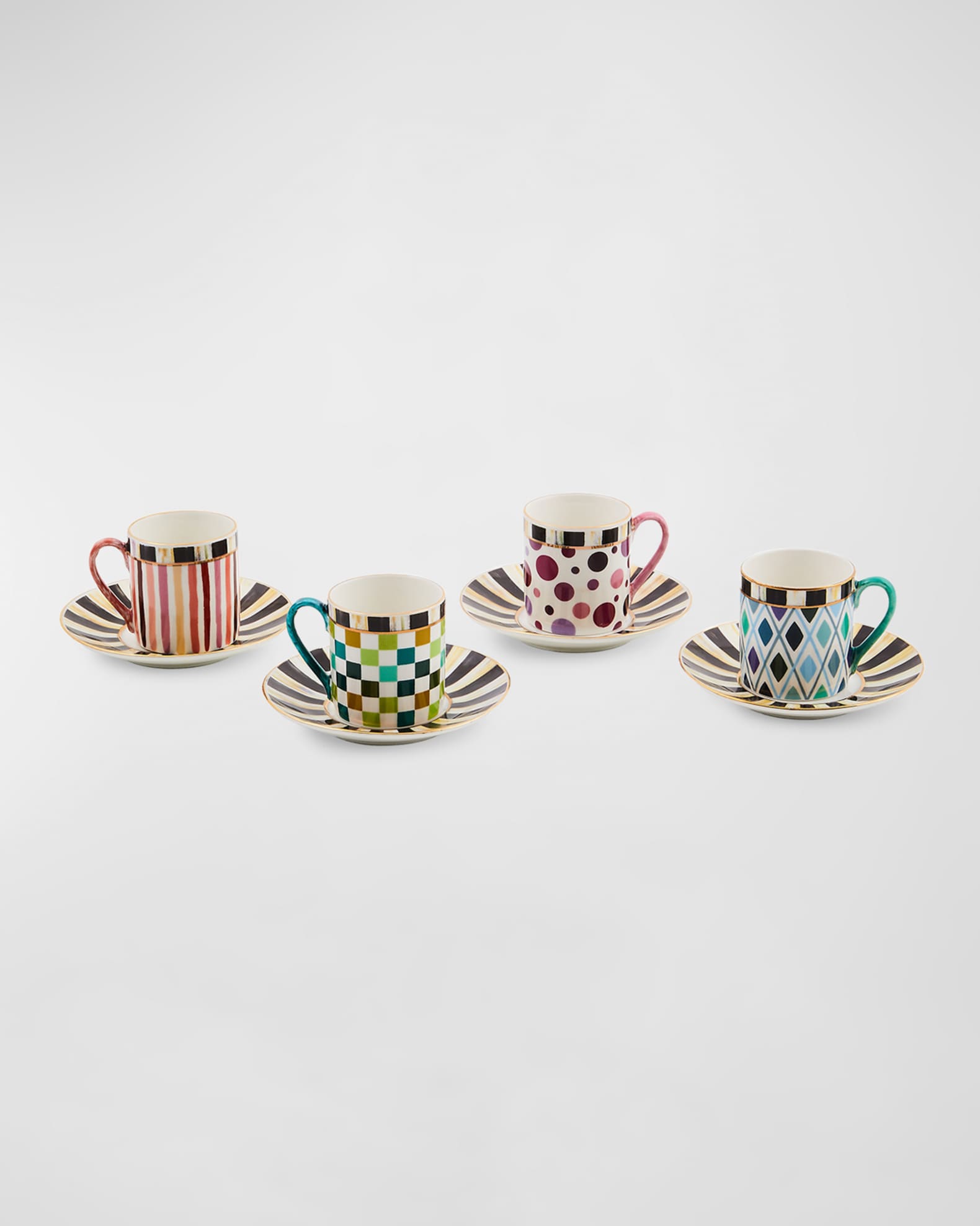 MacKenzie-Childs Sweetheart Espresso Cup Saucer, Set of 4 | Neiman Marcus