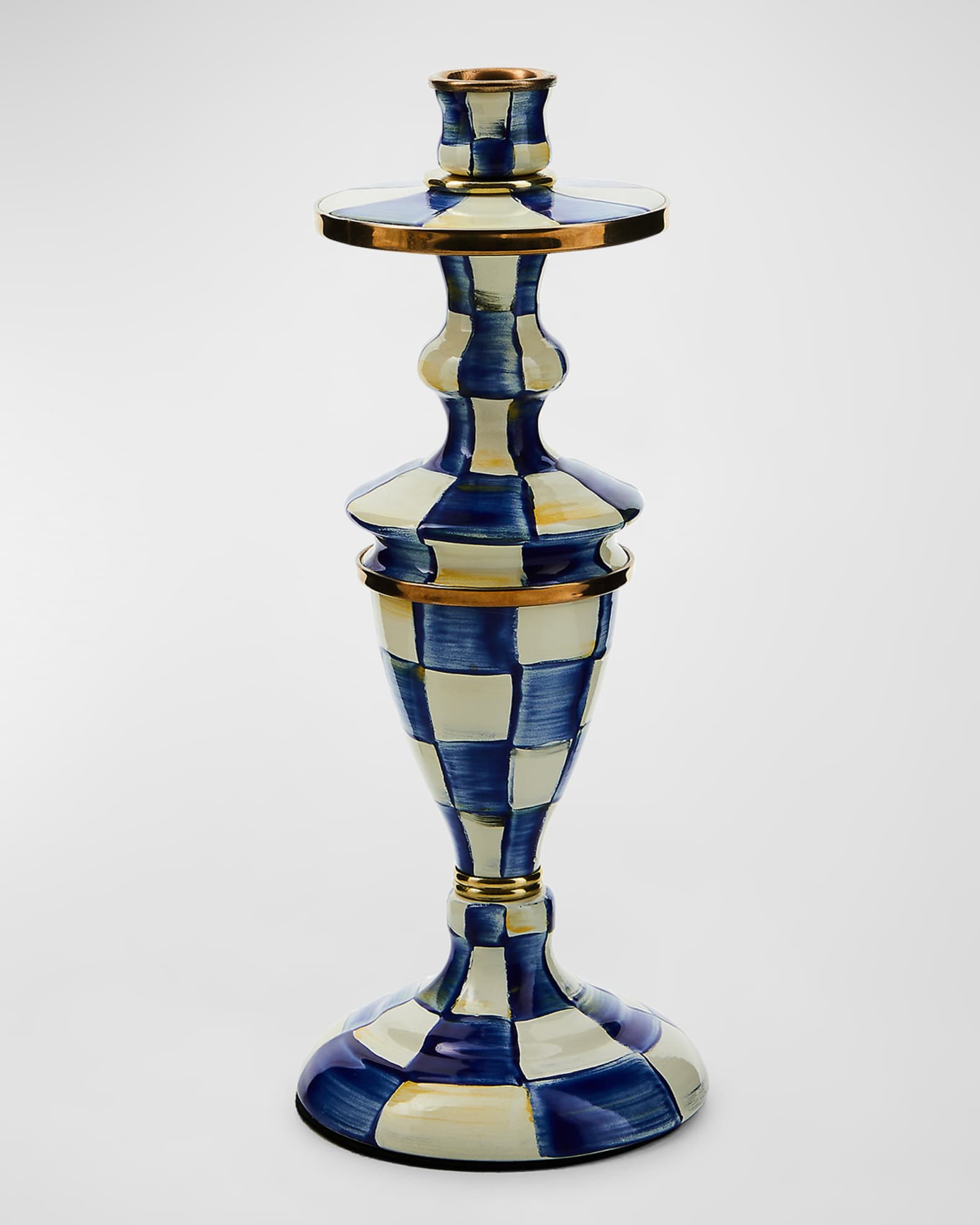 MacKenzie-Childs Royal Check Medium Pillar Candlestick | Neiman Marcus
