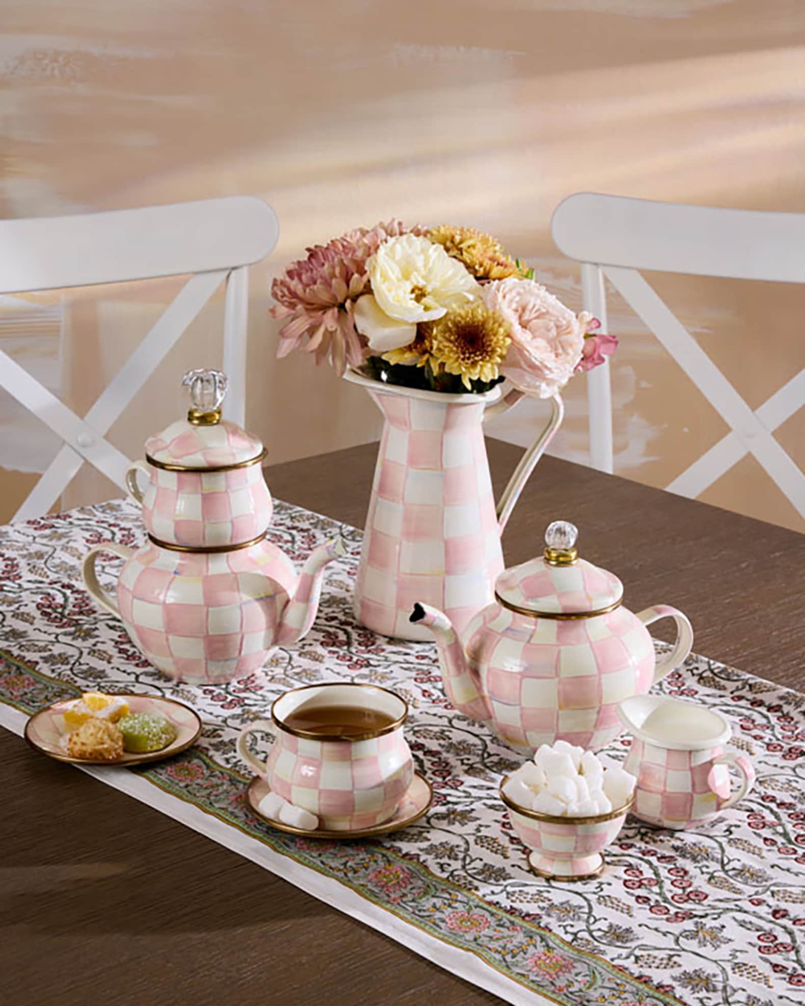 MacKenzie-Childs Rosy Check Enamel Little Sugar Bowl | Neiman Marcus