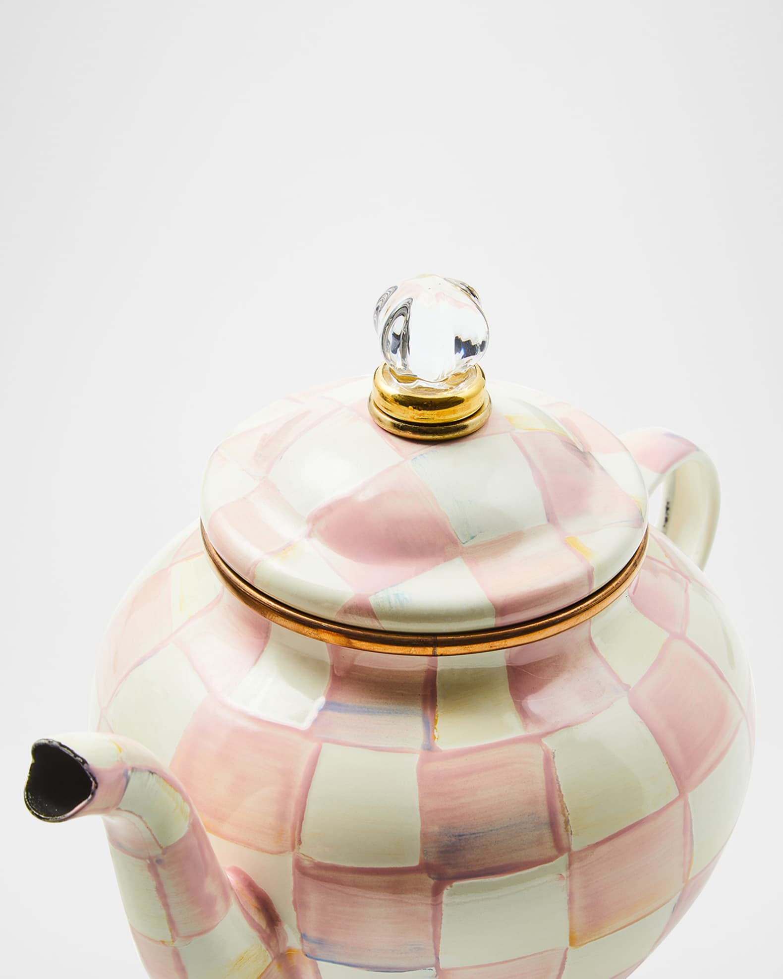 MacKenzie-Childs Rosy Check Enamel Teapot, 4 Cup | Neiman Marcus