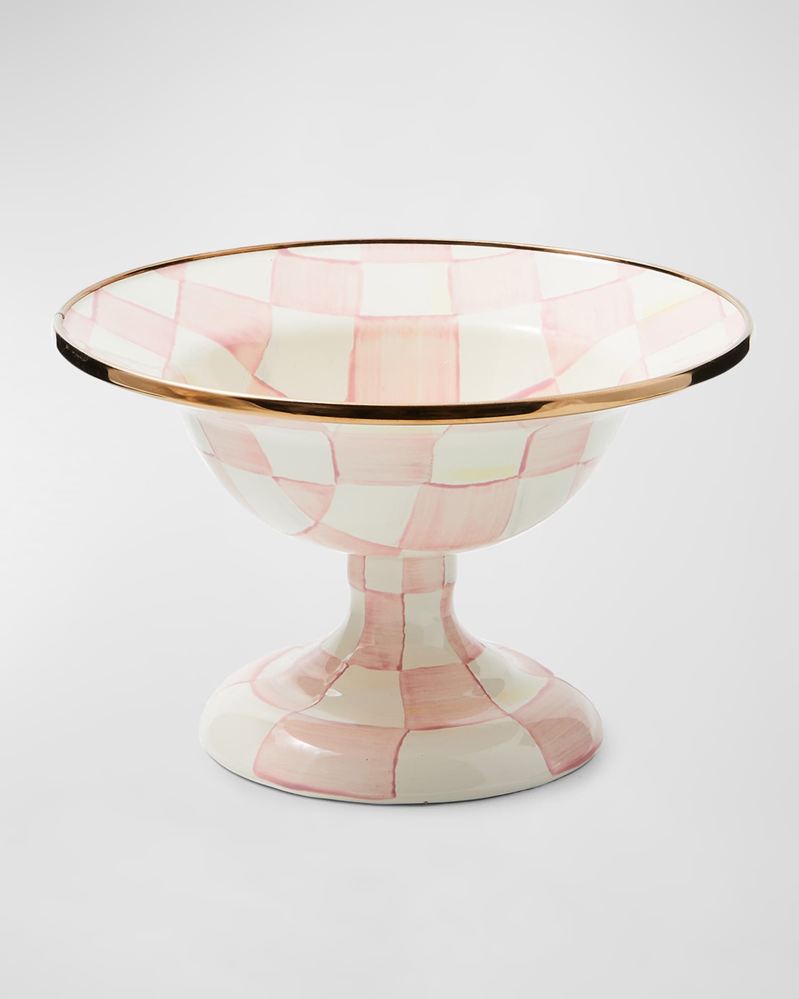 MacKenzie-Childs Rosy Check Enamel Compote Bowl, Small | Neiman Marcus