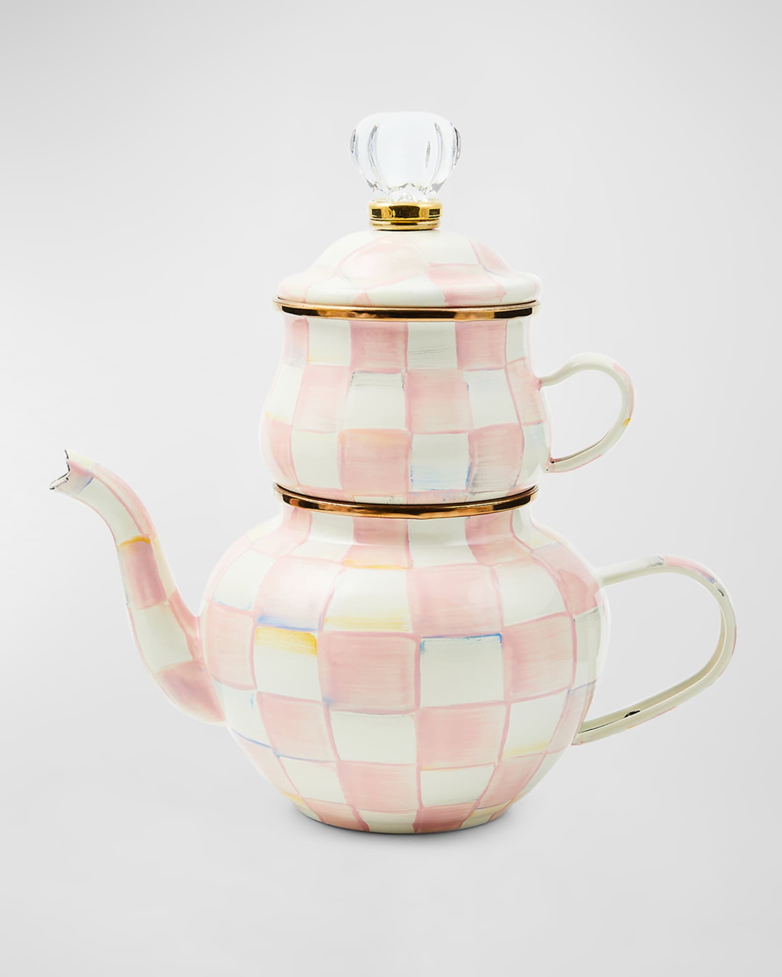 MacKenzie-Childs Rosy Check Enamel High Tea Set | Neiman Marcus