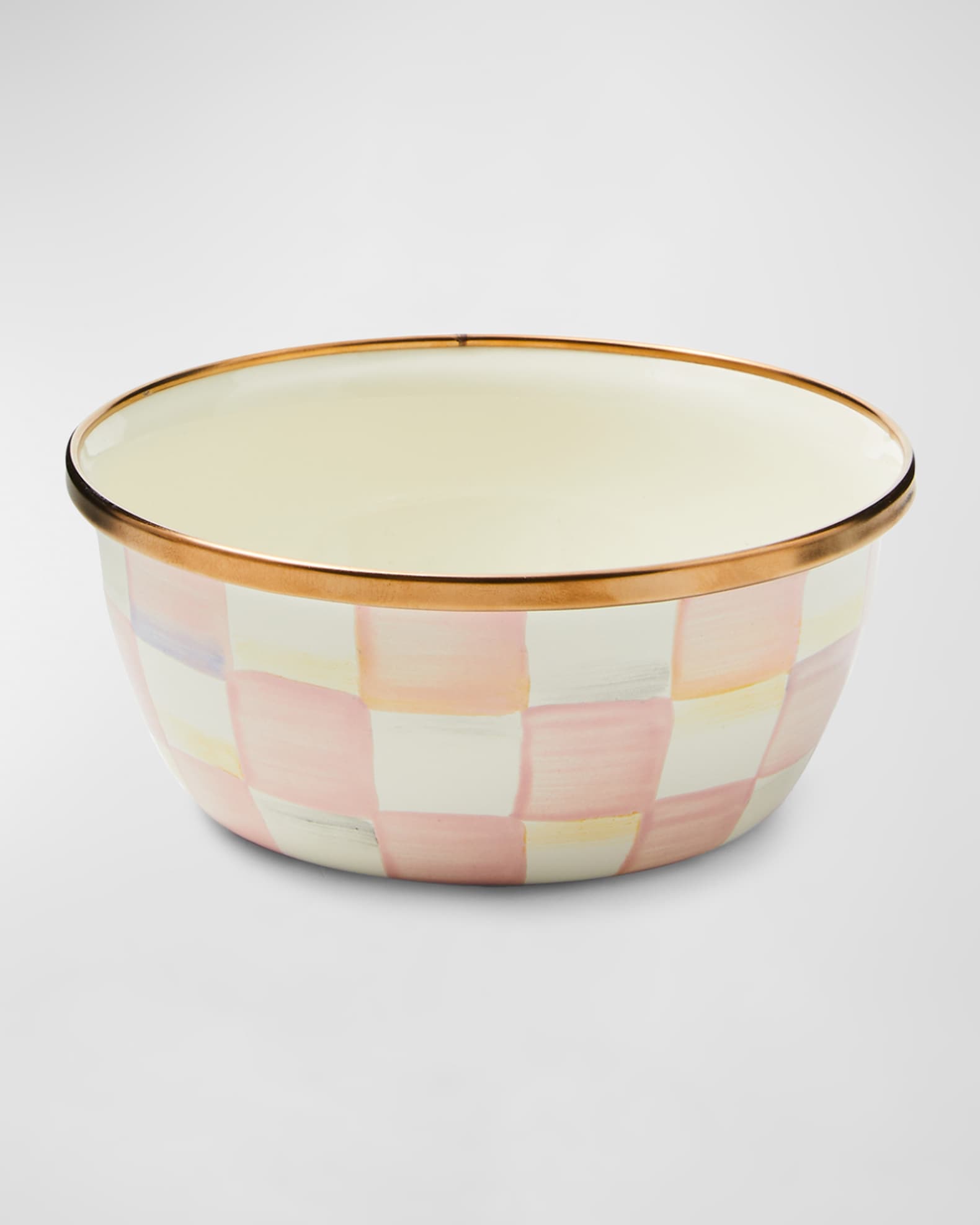 MacKenzie-Childs Rosy Check Enamel Pinch Bowl | Neiman Marcus