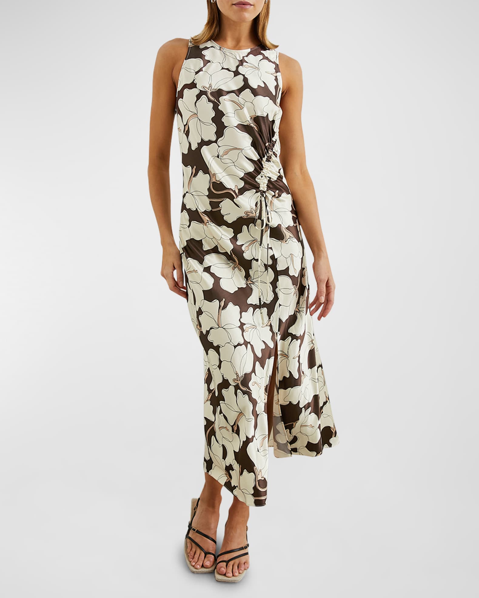 Rails Gabriella Floral Satin Midi Dress | Neiman Marcus