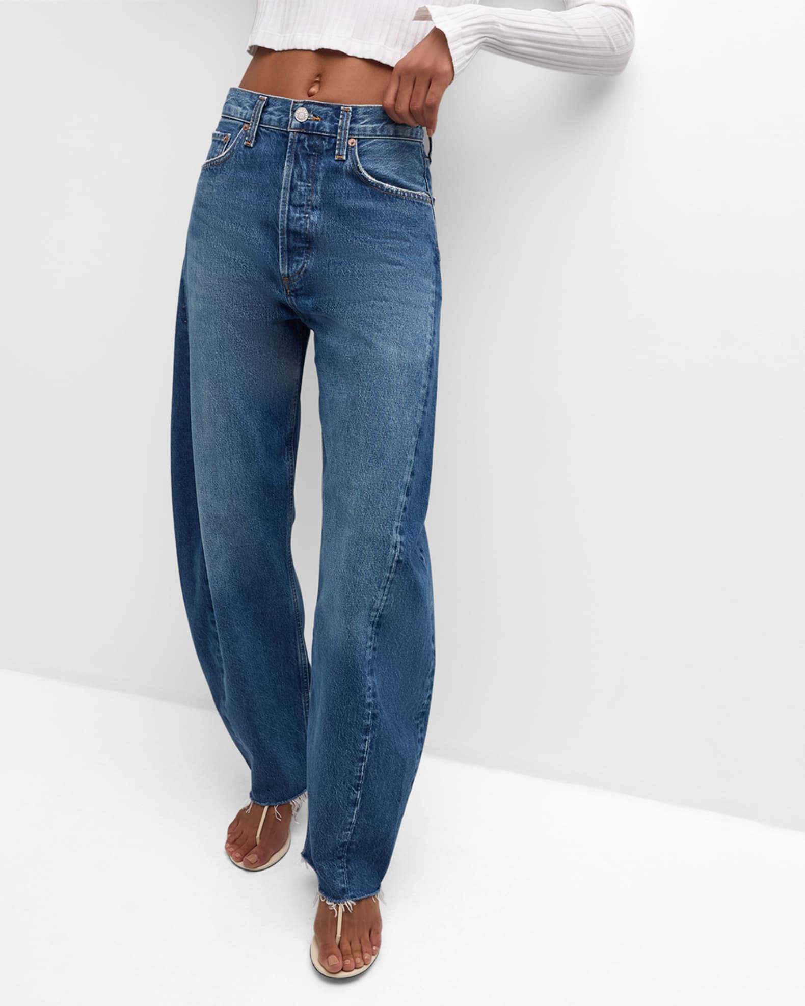 AGOLDE Luna High-Rise Curved Tapered Jeans | Neiman Marcus