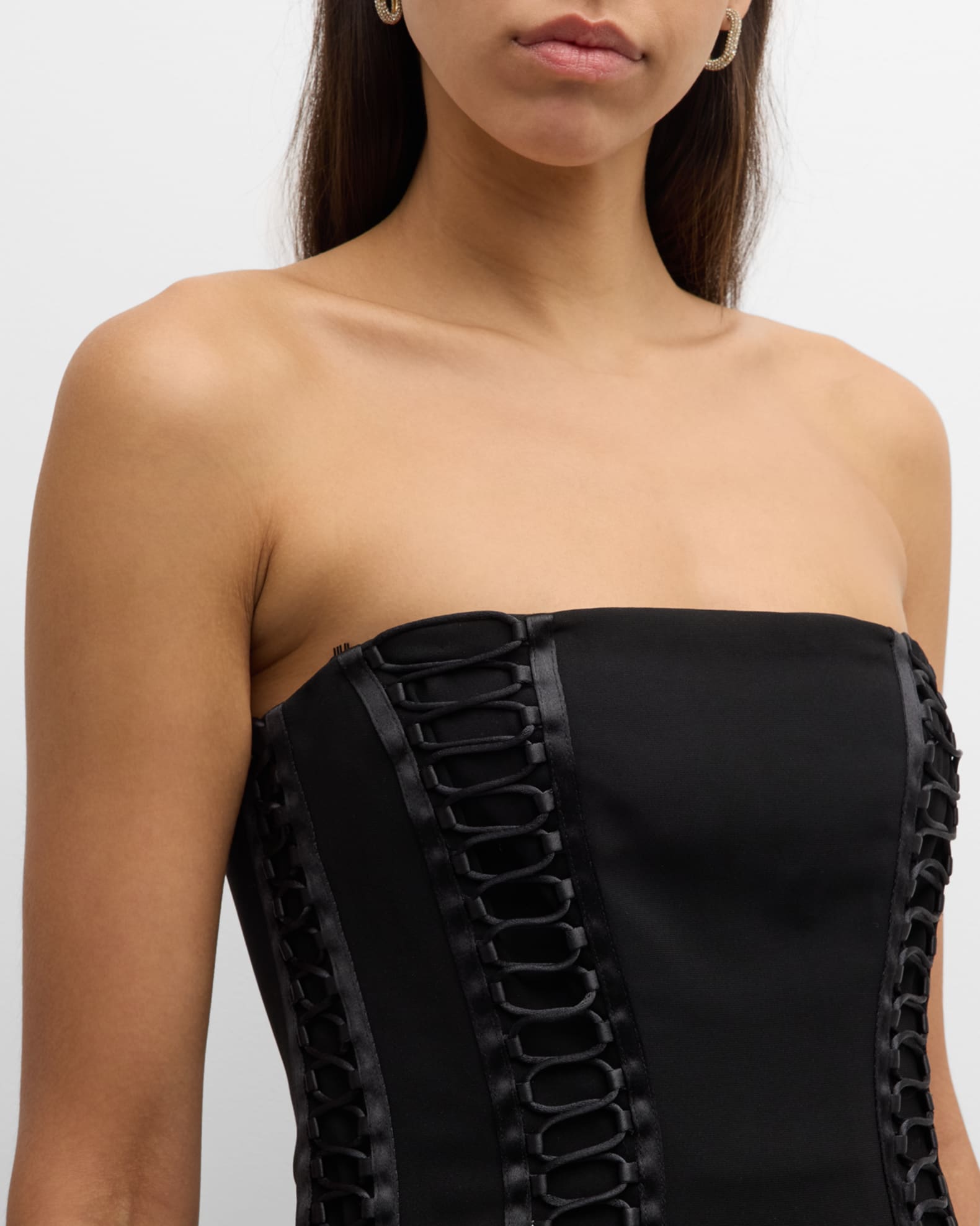 SIMKHAI Dennison Strapless Bustier Midi Dress | Neiman Marcus