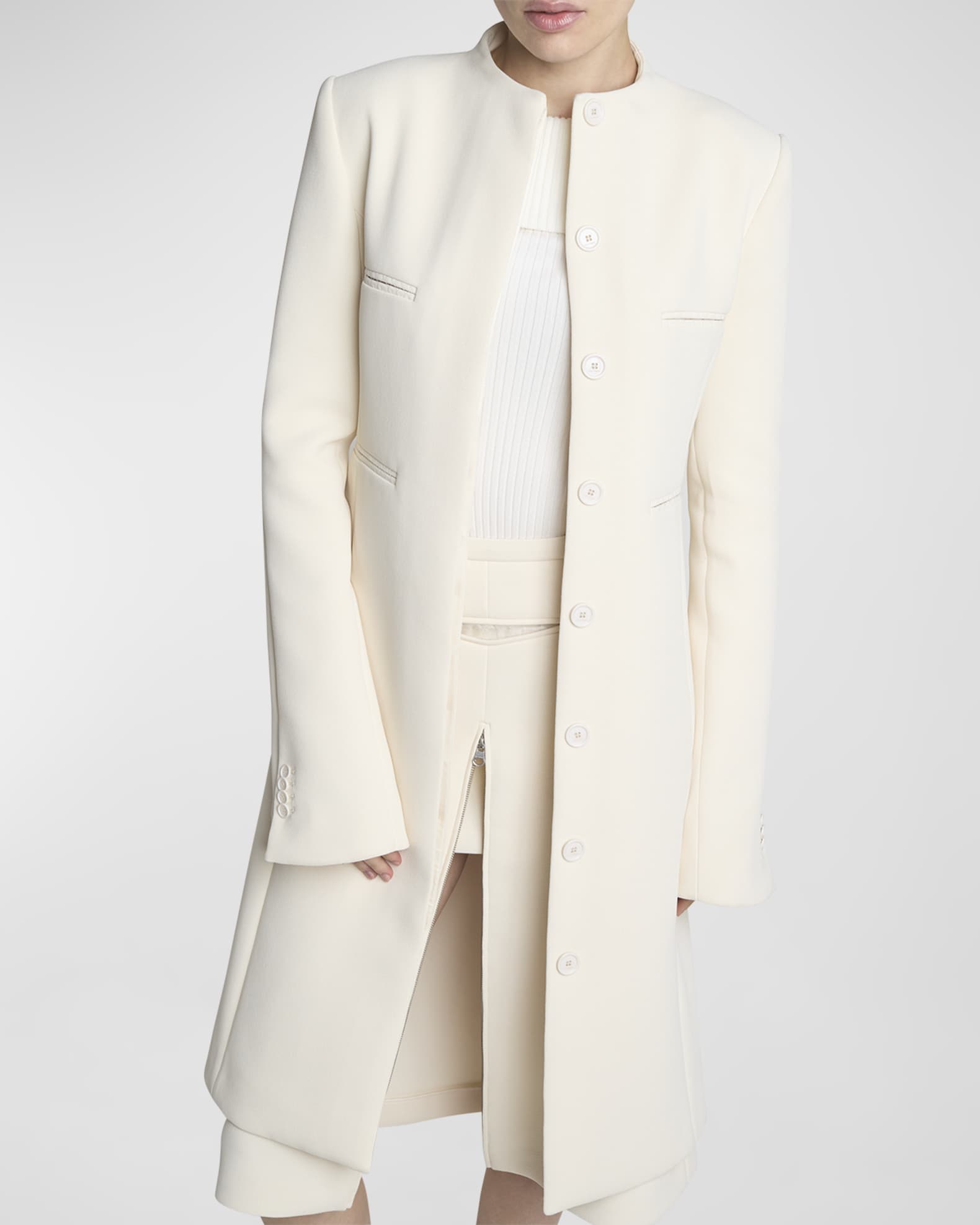 Courreges Officer Heritage Crepe Coat | Neiman Marcus