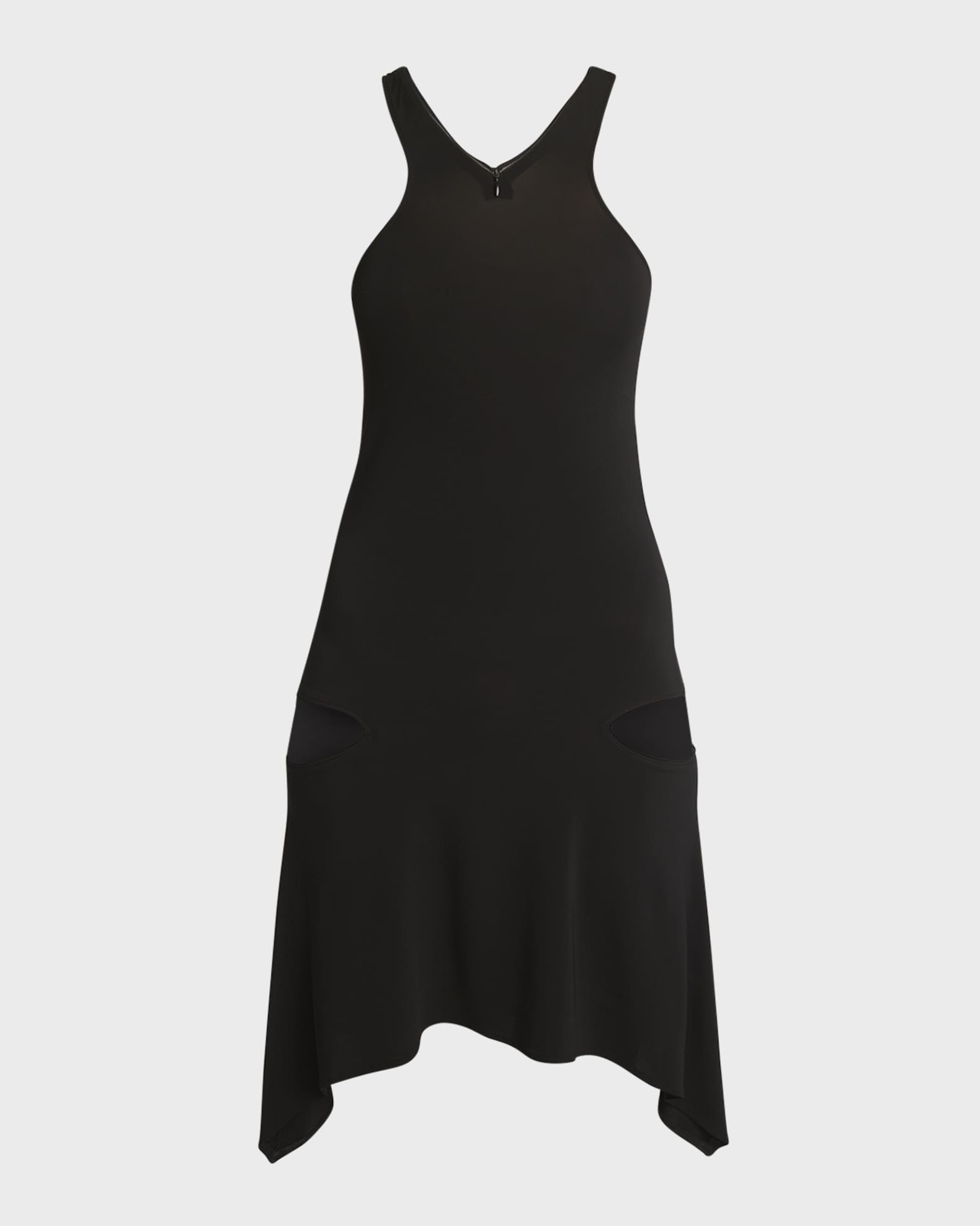 Courreges Zip Halter Cutout Crepe Jersey Mini Dress | Neiman Marcus