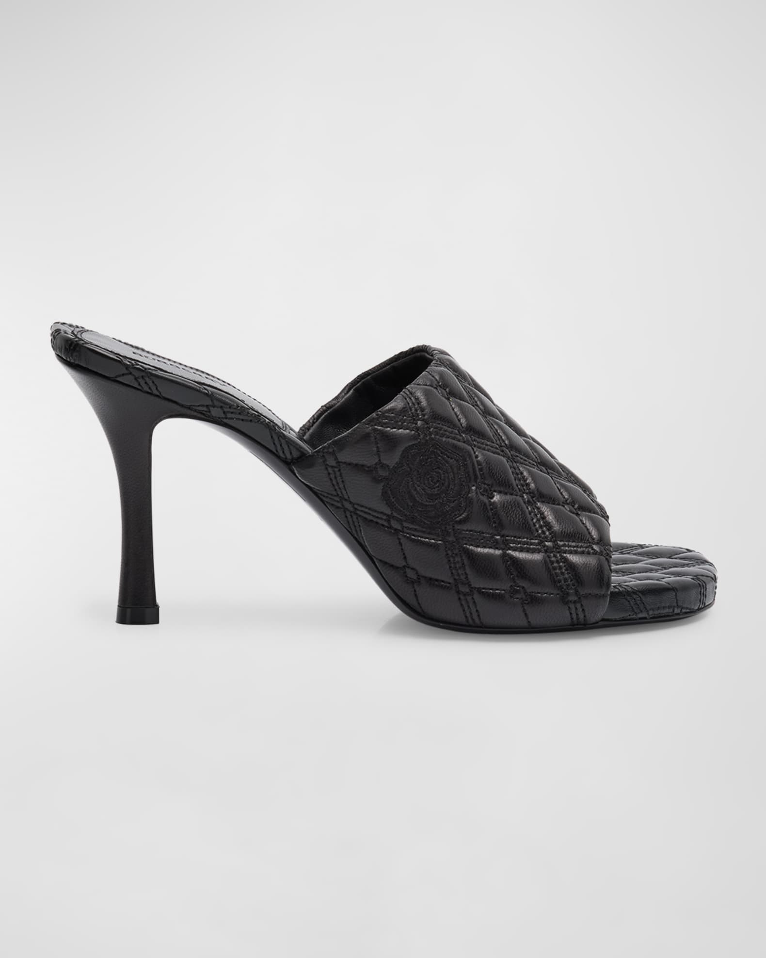 Burberry Quilted Leather Rose Mule Sandals | Neiman Marcus