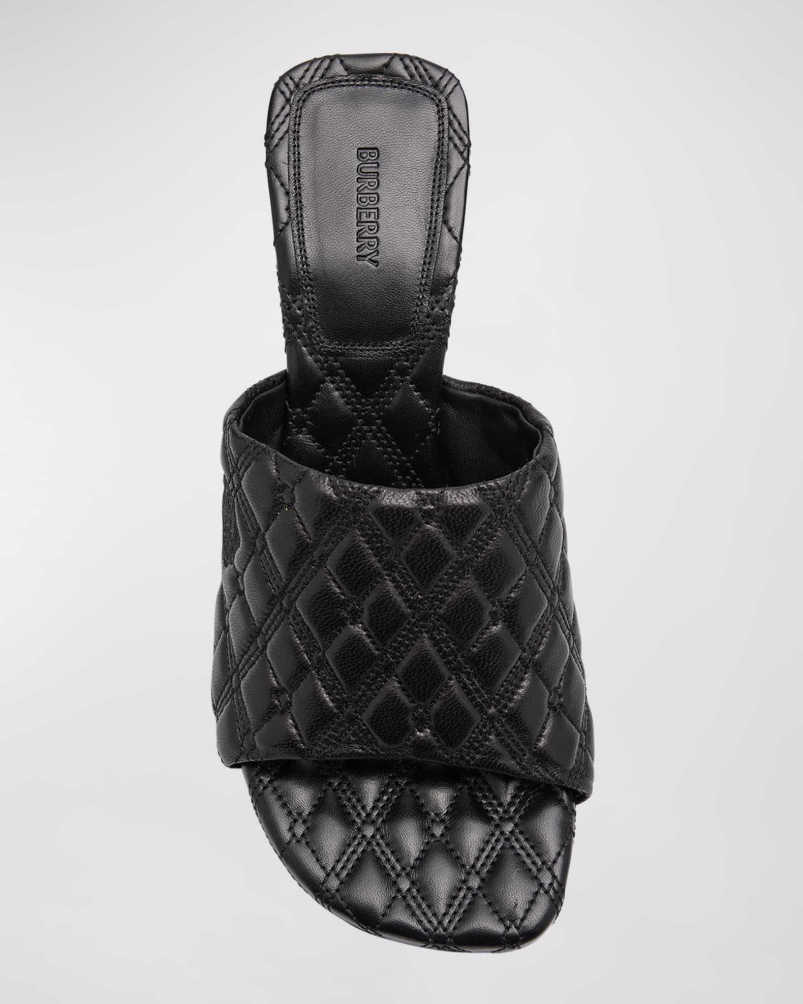 Burberry Quilted Leather Rose Mule Sandals | Neiman Marcus