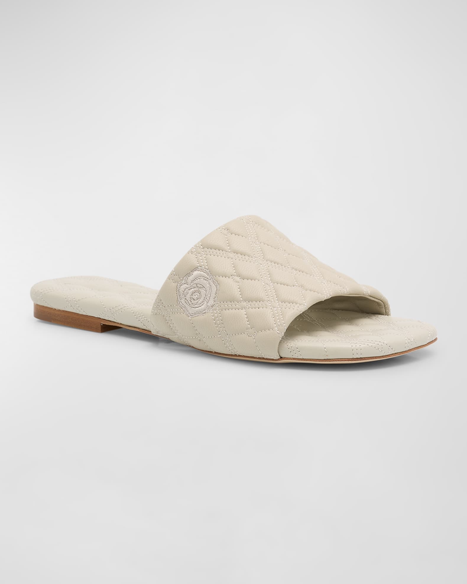 Burberry Quilted Leather Flat Slide Sandals | Neiman Marcus