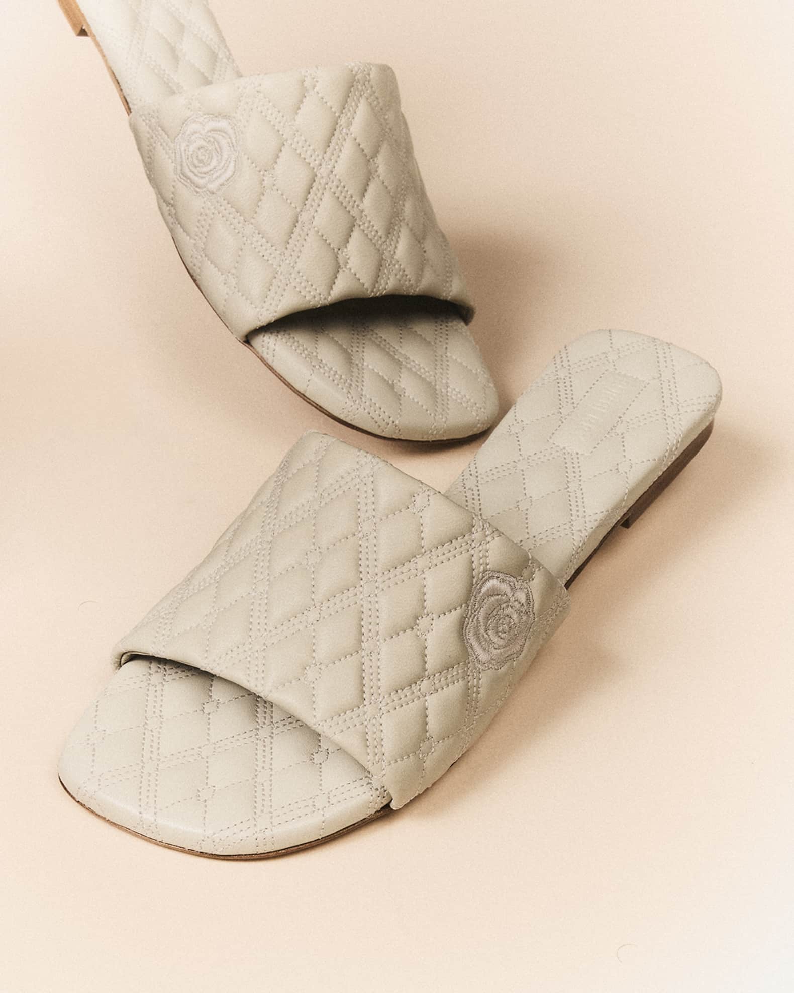 Burberry Quilted Leather Flat Slide Sandals | Neiman Marcus