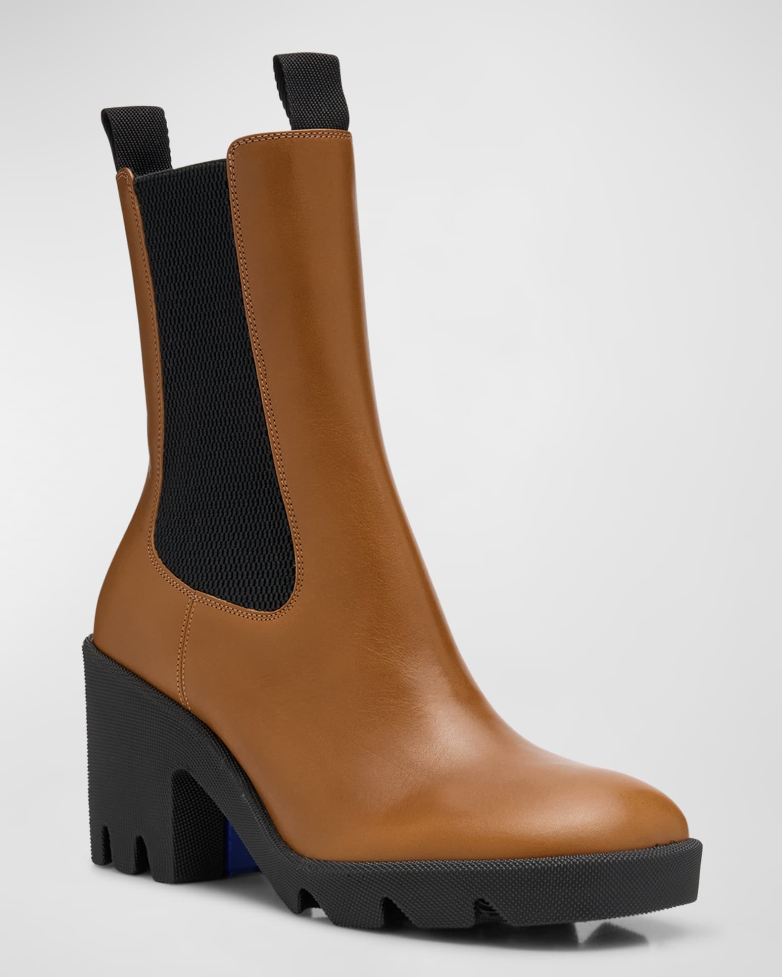 Burberry Stride Leather Lug-Sole Chelsea Booties | Neiman Marcus