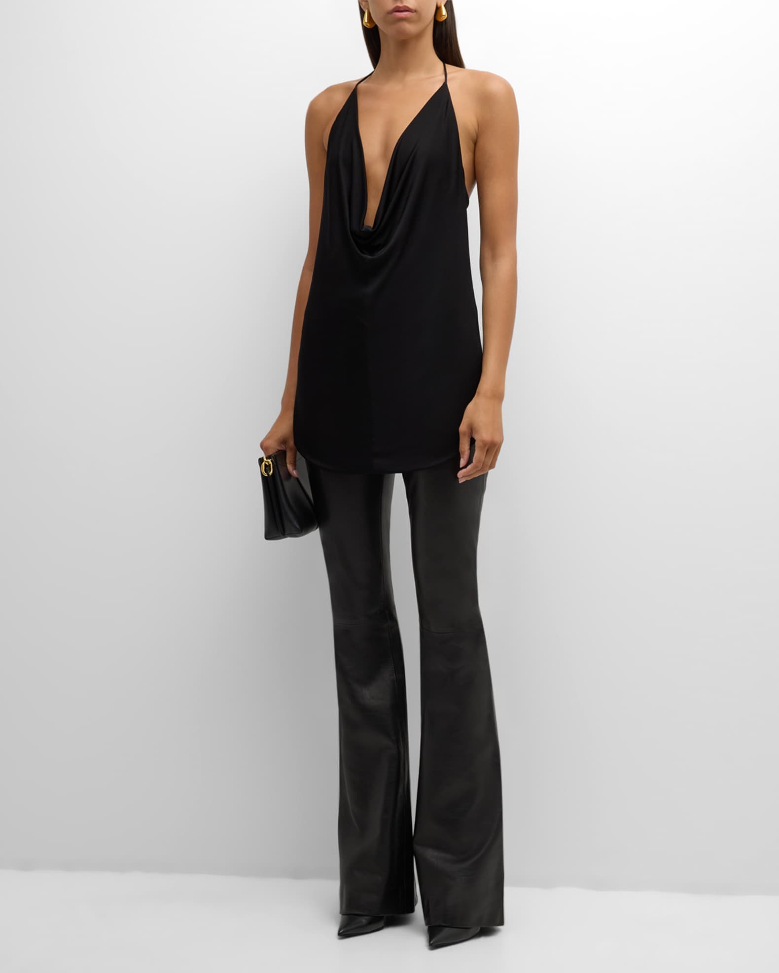 TOM FORD Plunging Cowl Backless Stretch Jersey Tank Top | Neiman Marcus