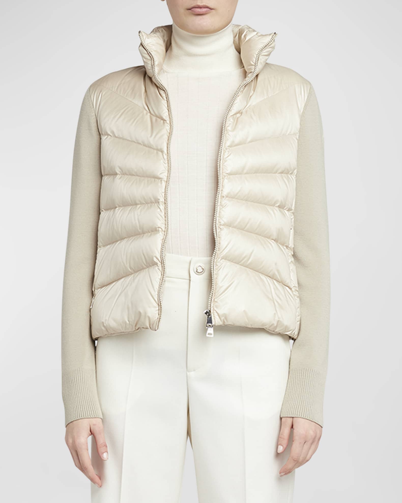 Moncler Lightweight Wool Puffer Cardigan | Neiman Marcus