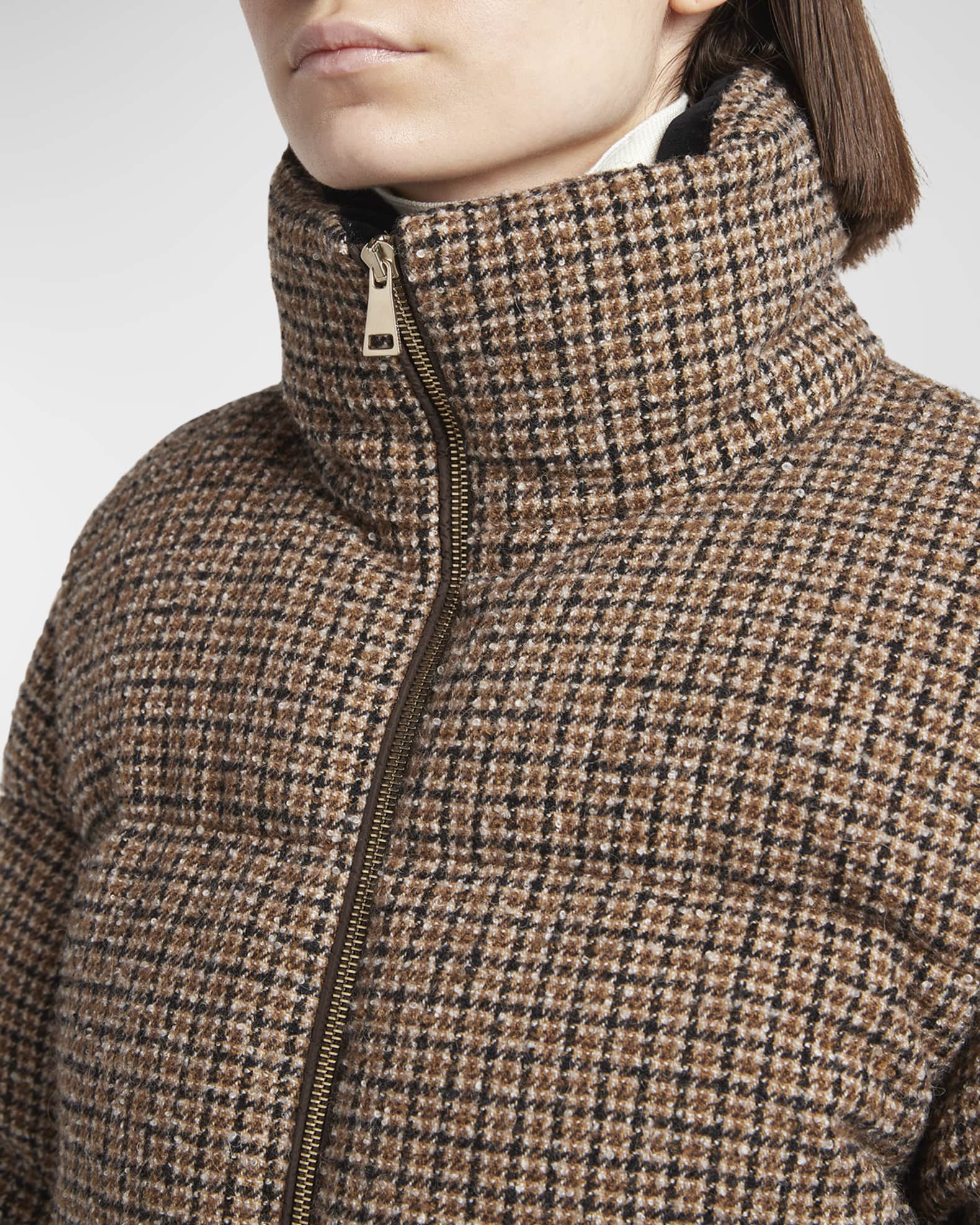 Moncler Seboune Check Boucle Puffer Jacket | Neiman Marcus Moncler Seboune Check Boucle Puffer Jacket | Neiman Marcus