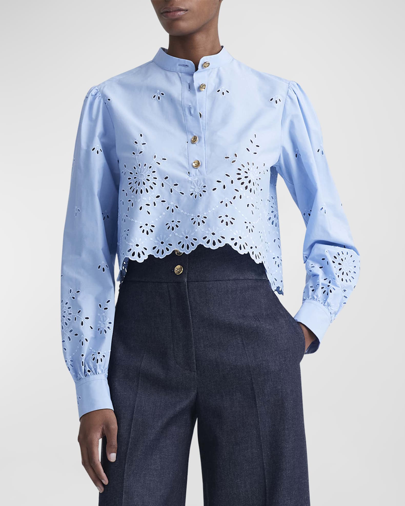 Altuzarra Margot Cutout Scallop Cropped Top | Neiman Marcus