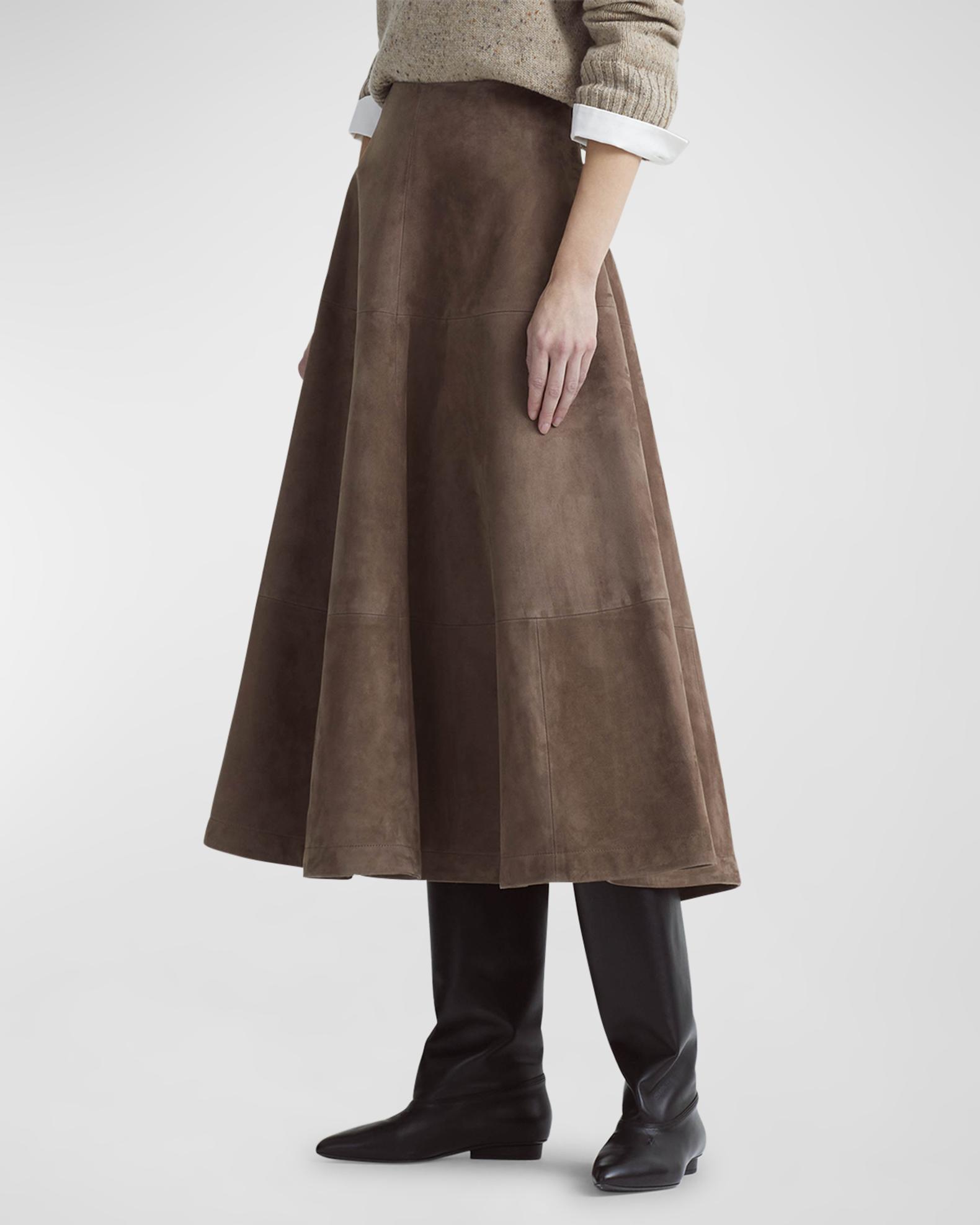 Altuzarra Varda Suede Midi Skirt | Neiman Marcus