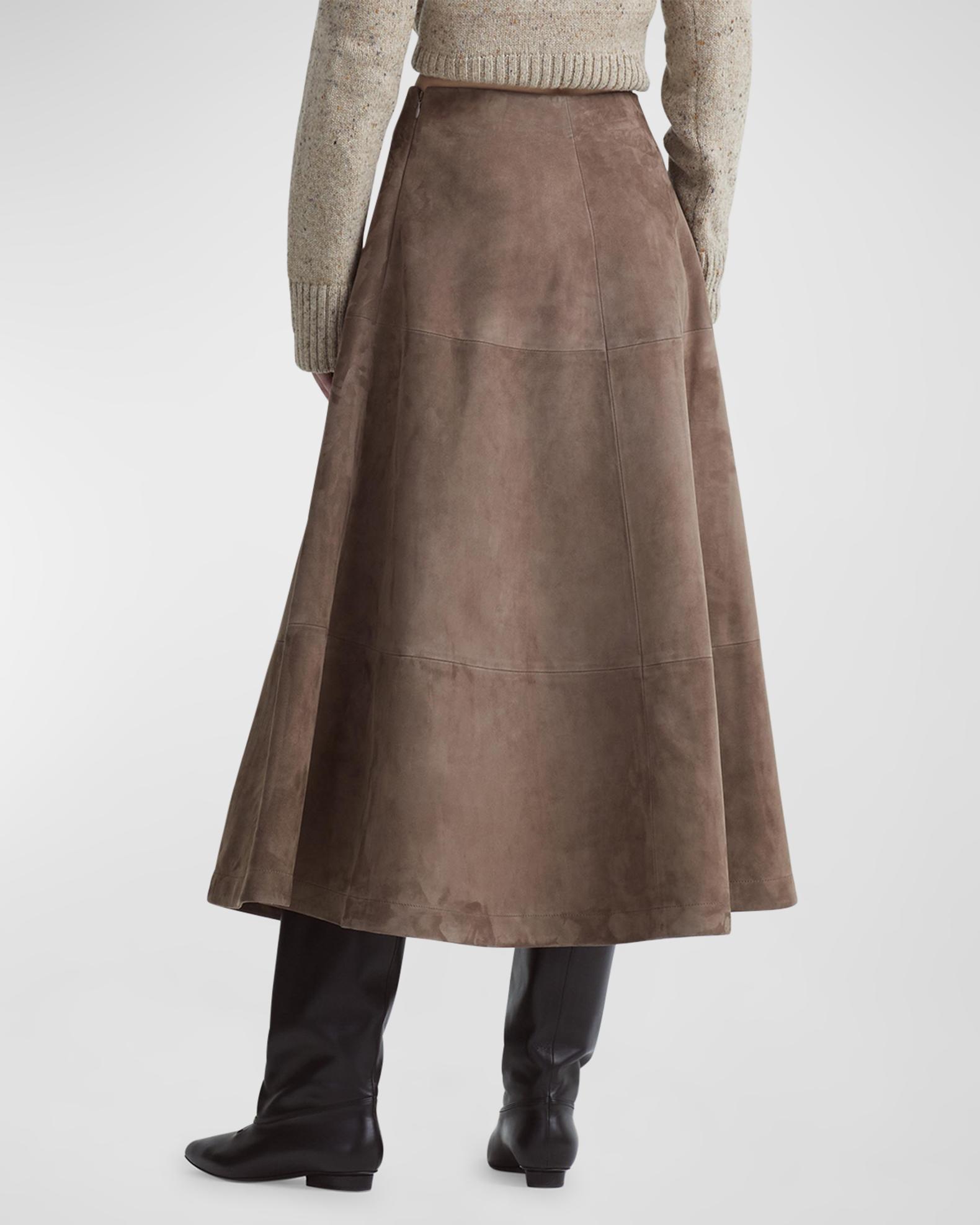 Altuzarra Varda Suede Midi Skirt | Neiman Marcus