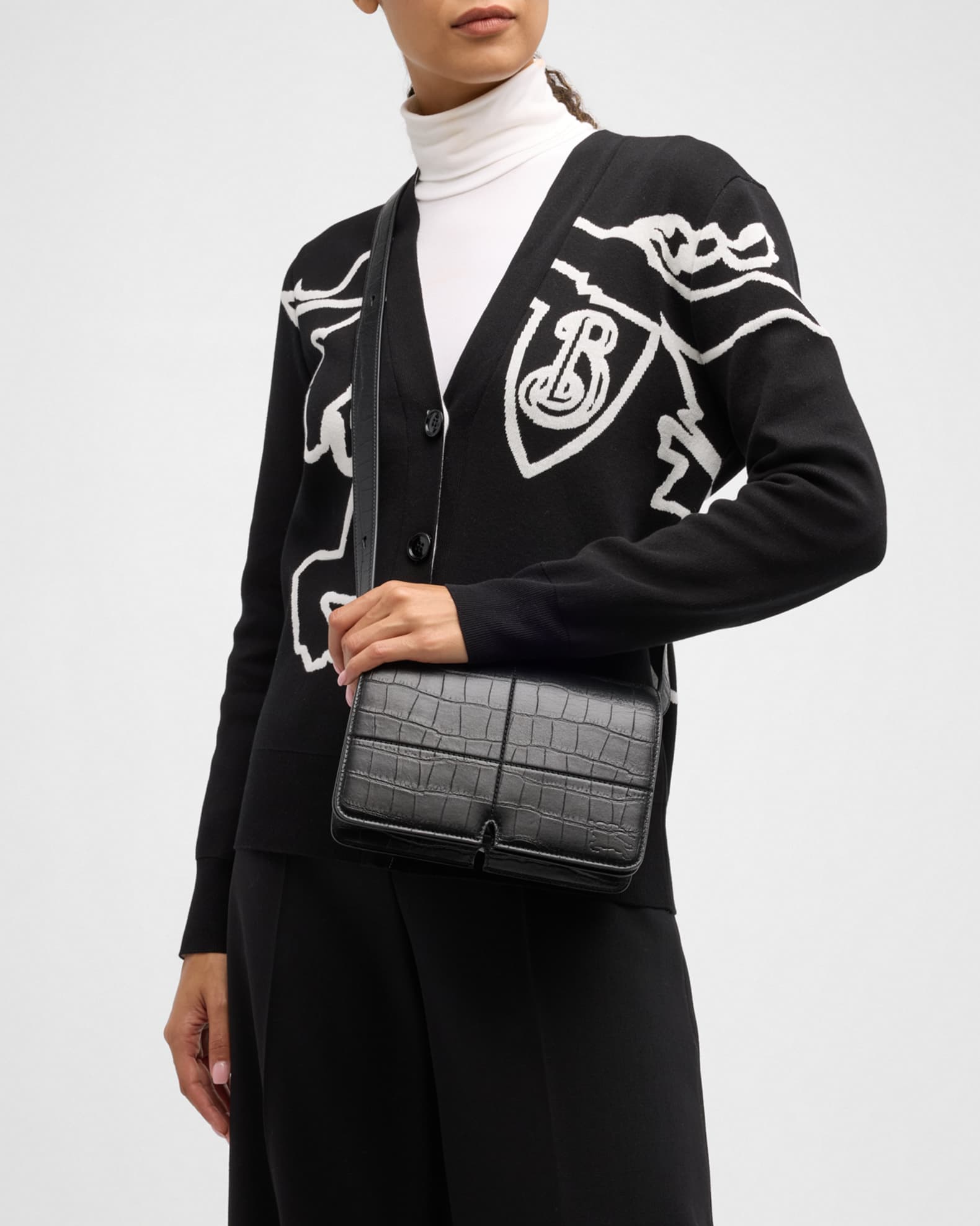 Burberry Snip Leather Flap Shoulder Bag | Neiman Marcus